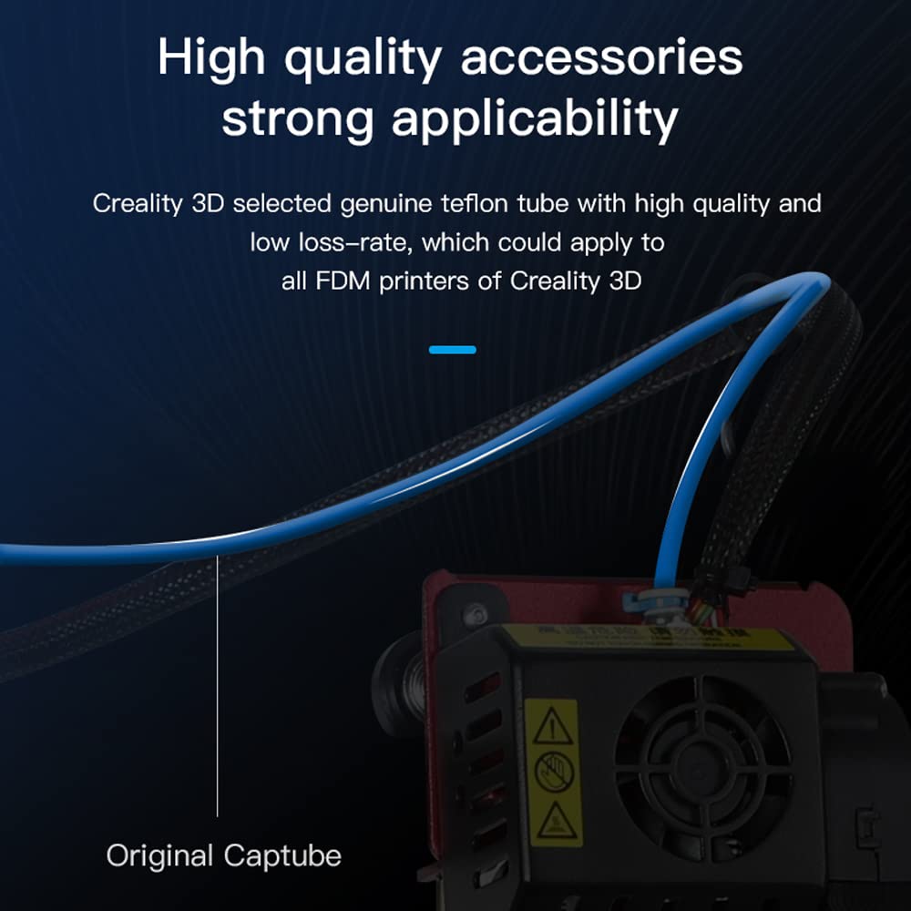 Creality Official 2 Meter Capricorn Teflon Tube PTFE Bowden Tubing 1.75mm Filament, Low Friction for Ender 3 Ender 3 Pro Ender 3 V2, Ender 5 Ender 5 Pro, CR-10, CR-6 SE All FDM 3D Printer of Creality
