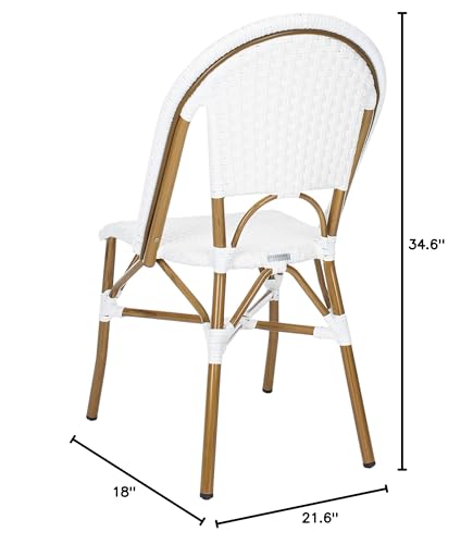Safavieh Home Collection Hooper Indoor-Outdoor Stacking Side Chairs | Black & White | Set of 2