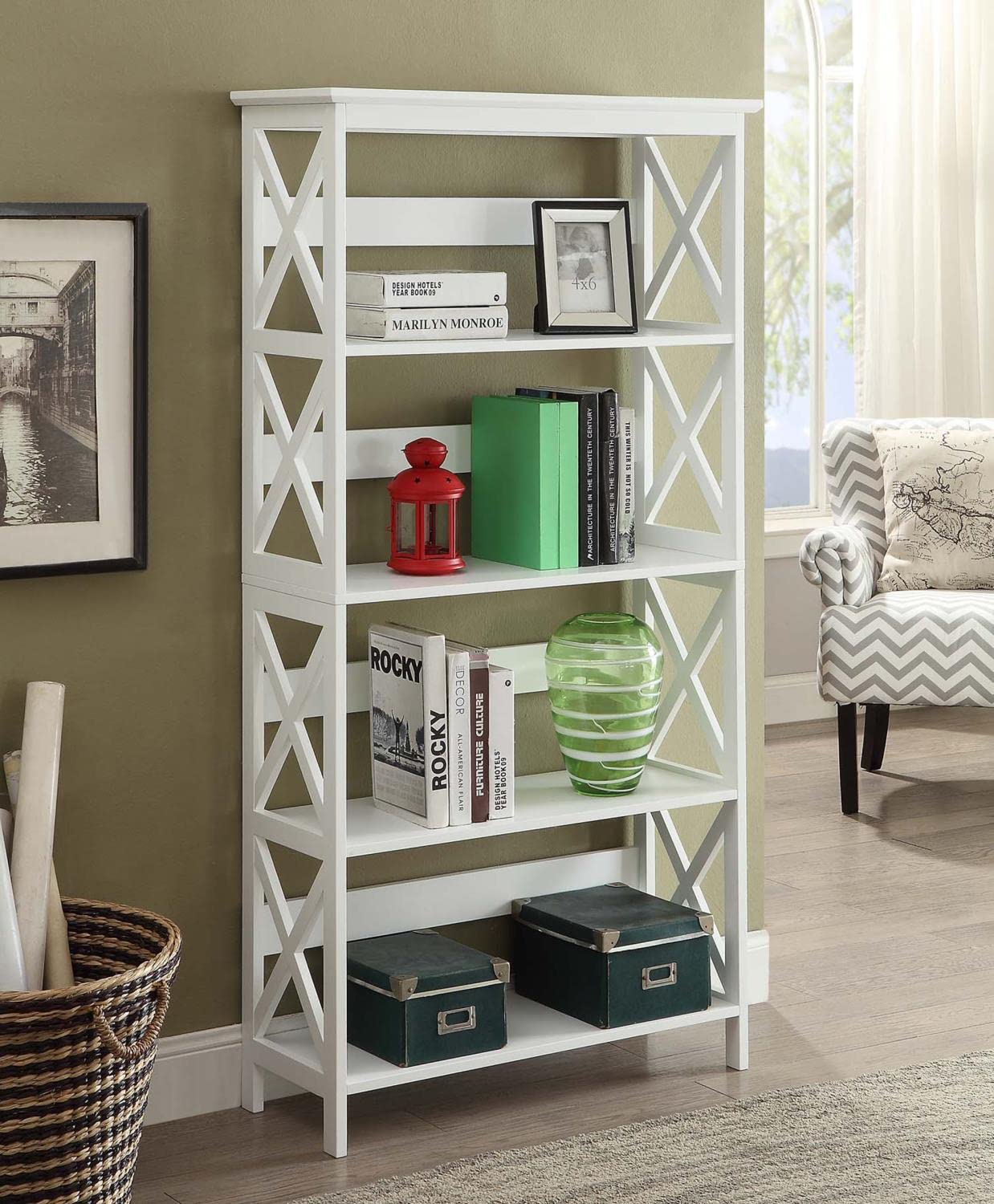 Convenience Concepts Oxford 5 Tier Bookcase, White