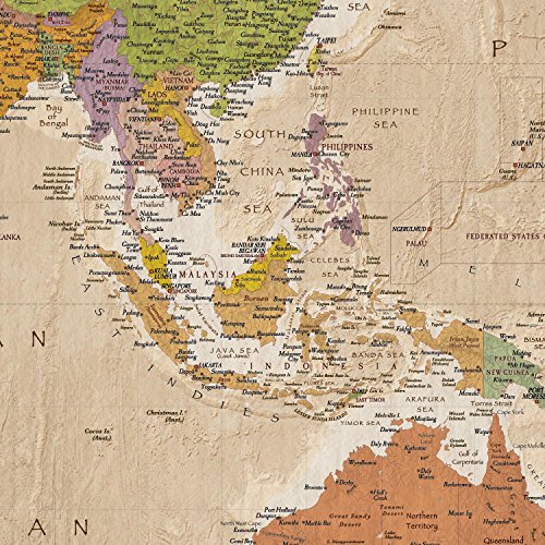 Close Up World map XXL Poster Vintage 2018- MAPS in MinutesĀ® (55"x39")