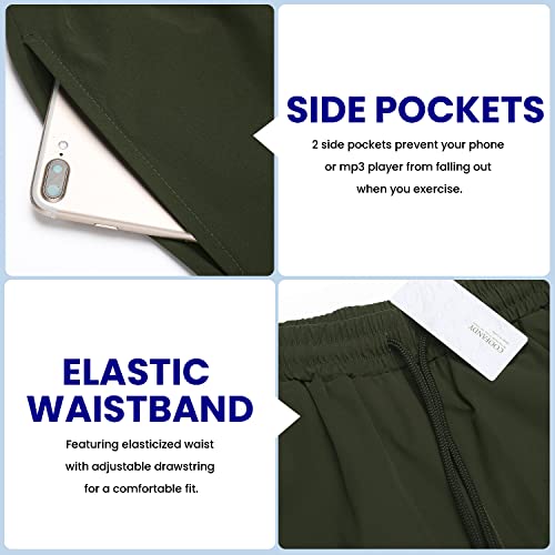 COOFANDY Shorts for Men 2 Pack 7" Quick Dry Gym Workout Shorts Training Running Jogger with Pockets (Black/Olive Green, X-Large)