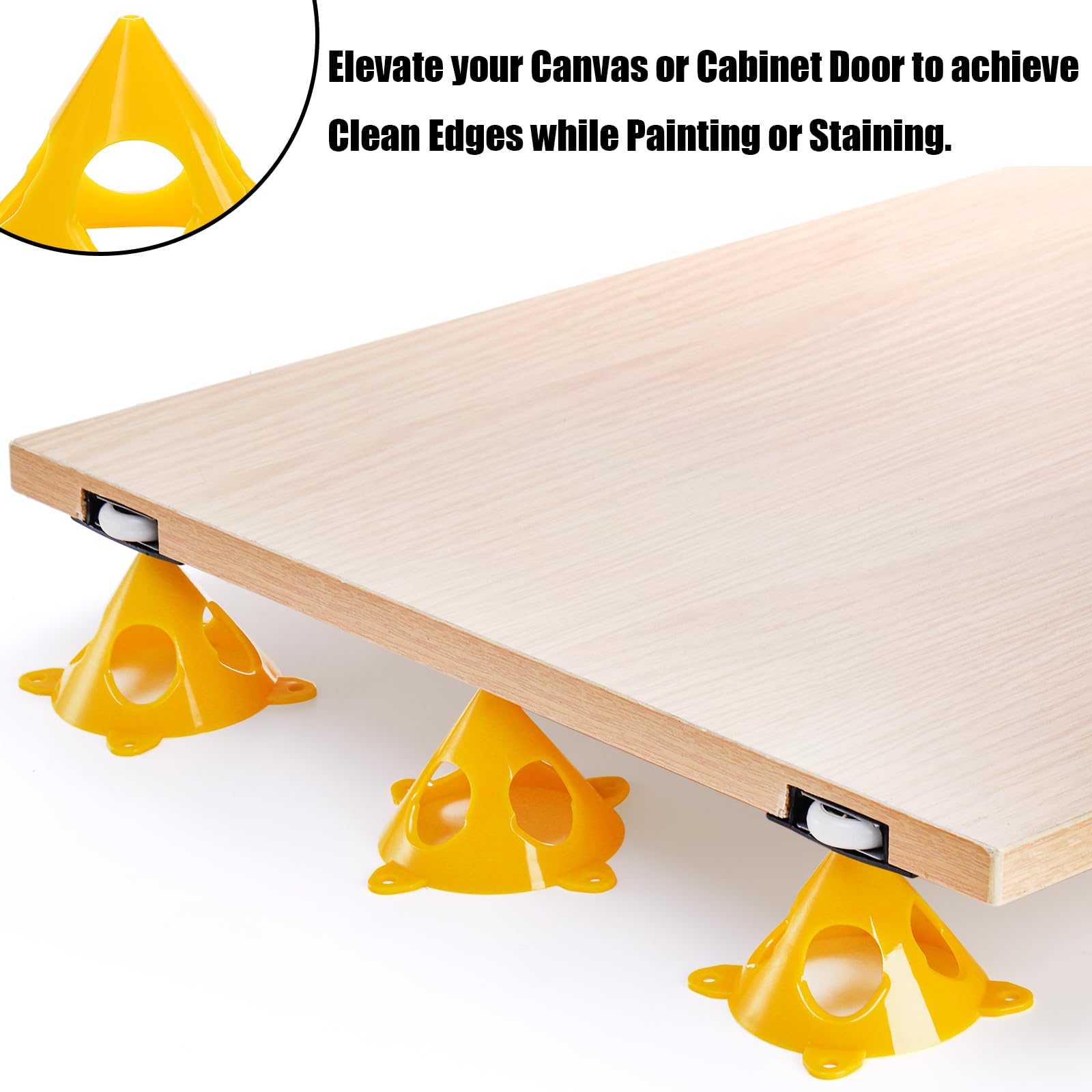Bekith 60 Pack Cone Canvas and Cabinet Door Risers, Cone Painting Stands, Paint Pyramid Stands, Canvas Stands for Paint Pouring, 3.5"x2", Yellow, Red, Orange