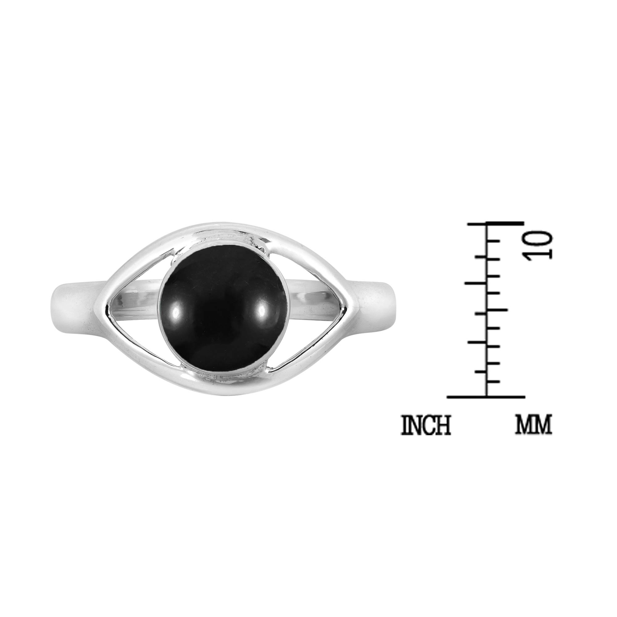 AeraVida Mystical Evil Eye with Simulated Black Onyx Inlay .925 Sterling Silver Ring, resin, not known