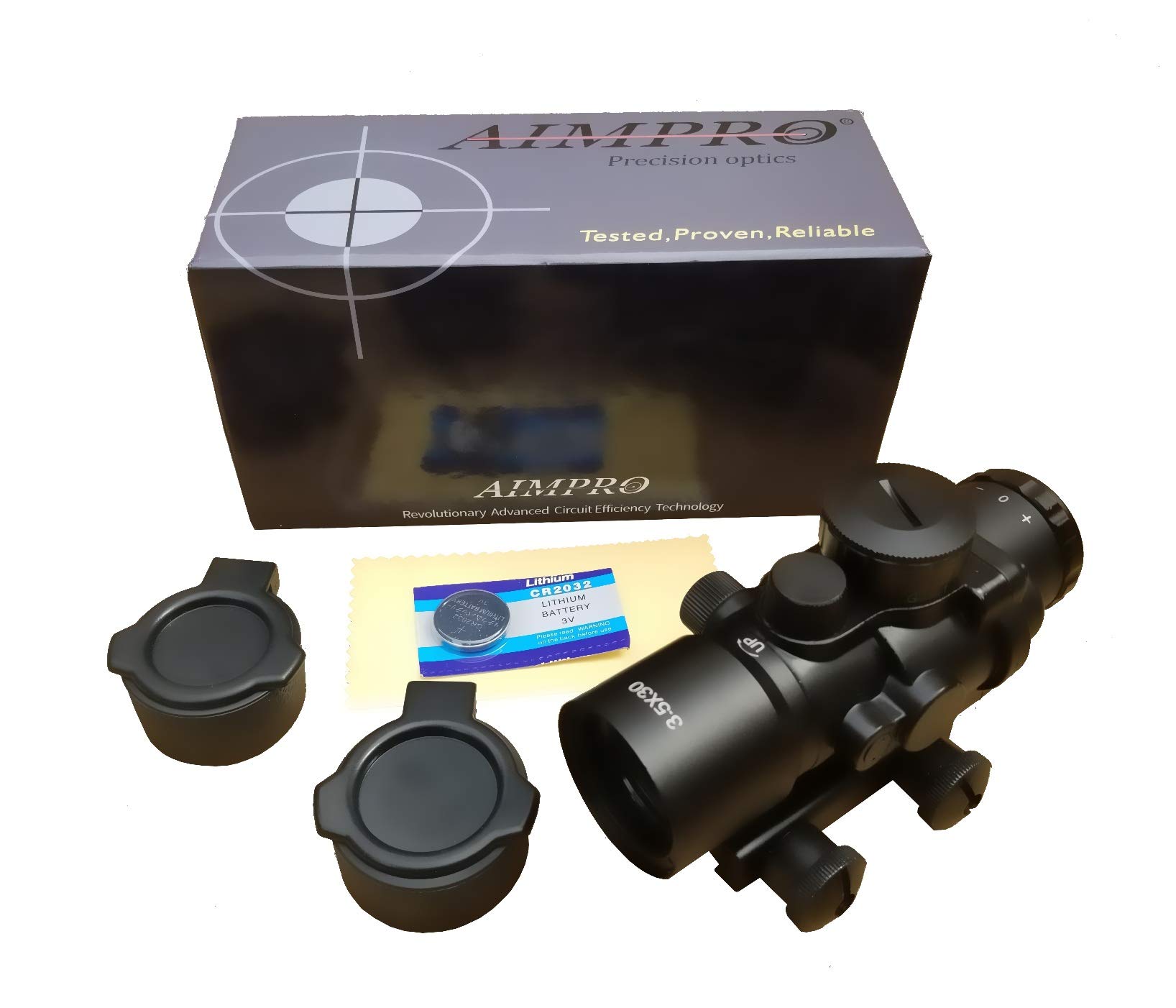 Aimpro Compact Prism Rifle Scope Small Durable and Precise 3.5 x 30mm Etched Illuminated Reticle