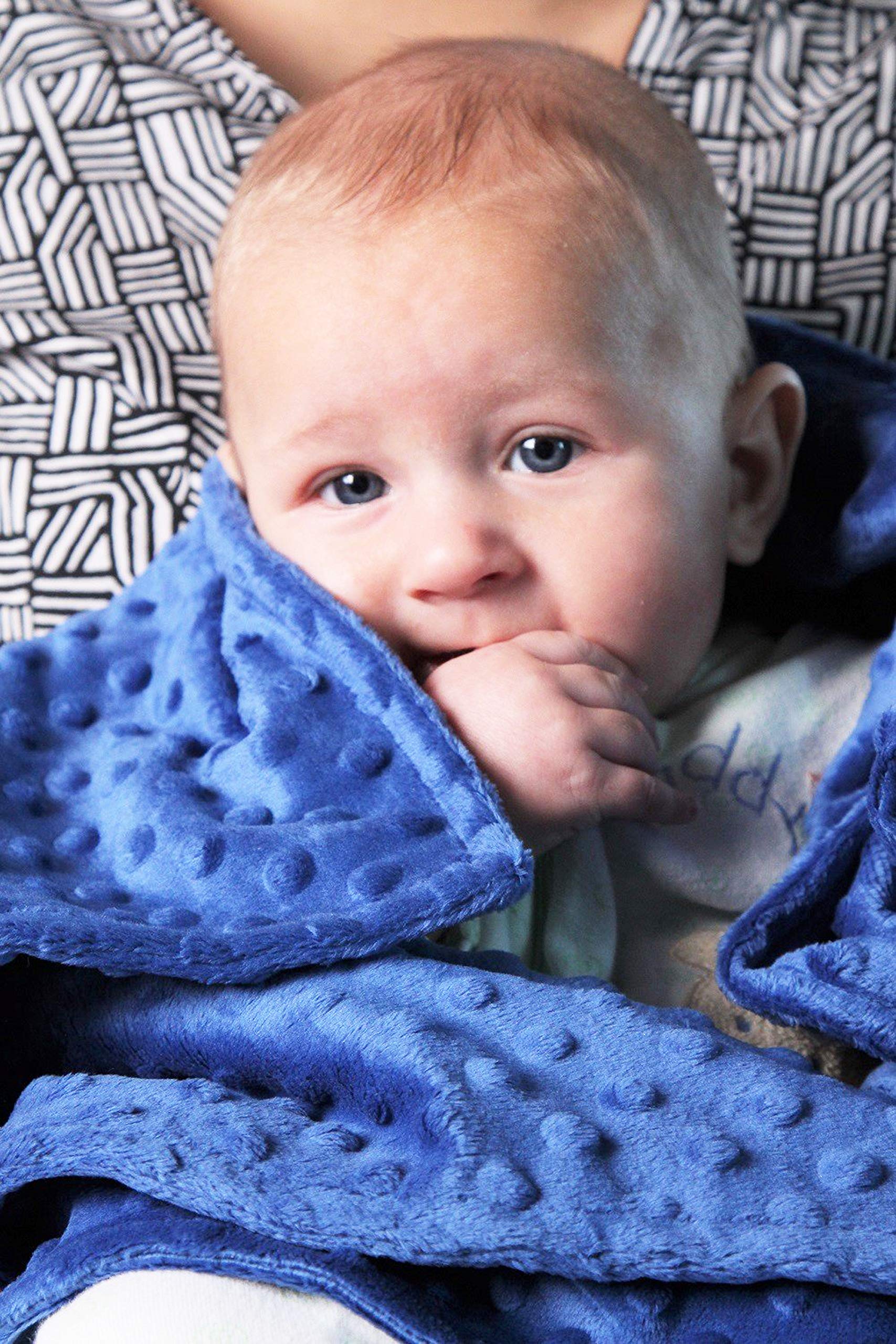Reversible Unisex Children's Soft Baby Blanket Minky Dot (Navy/Navy)