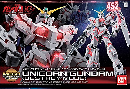 Bandai Hobby Mega Size 1/48 Unicorn Gundam [Destroy Mode] Gundam UC Model Kit Figure