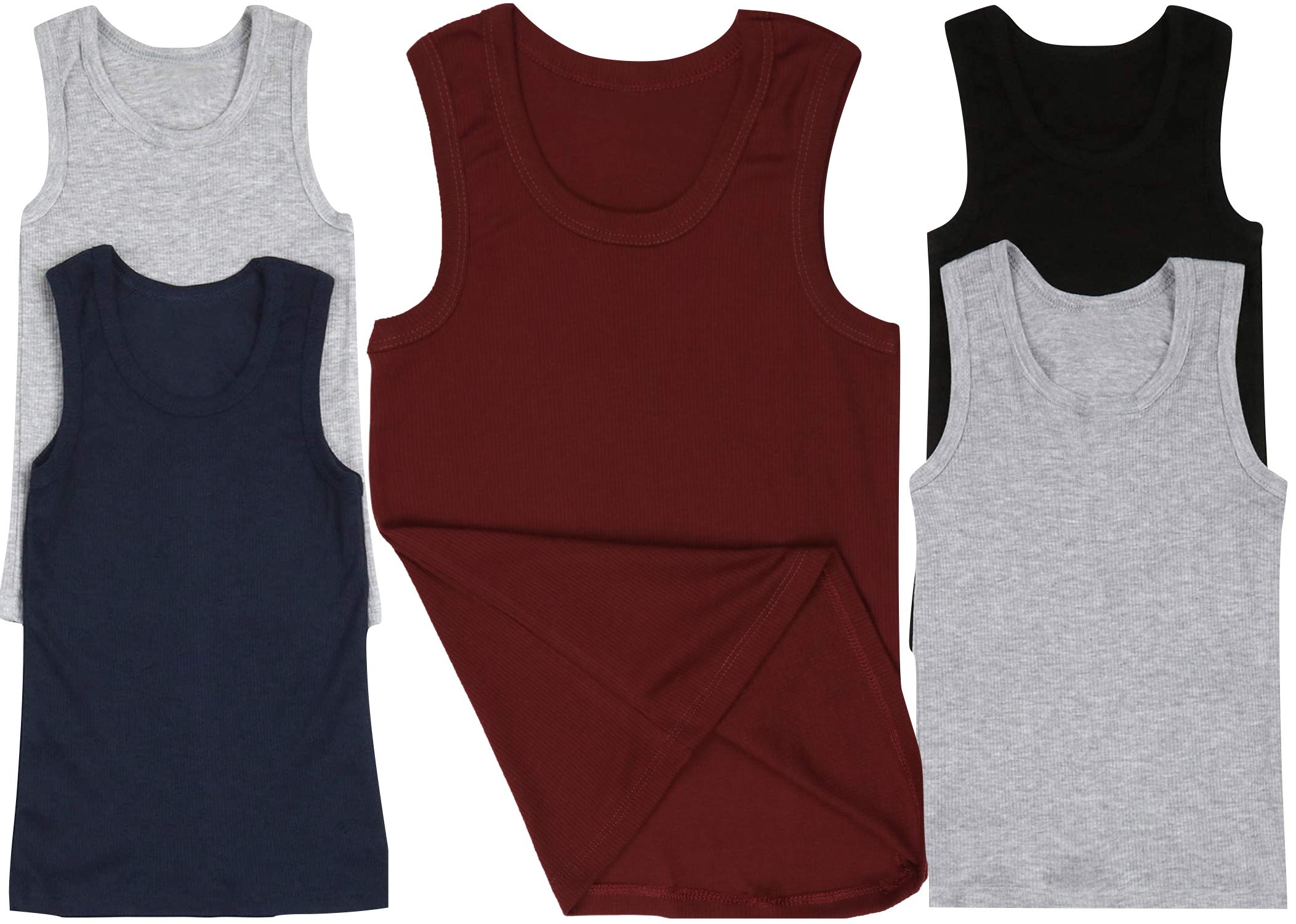 ToBeInStyle Boys' 4 Pack Double Needle Hem Tank Tops - Basic - Size 2