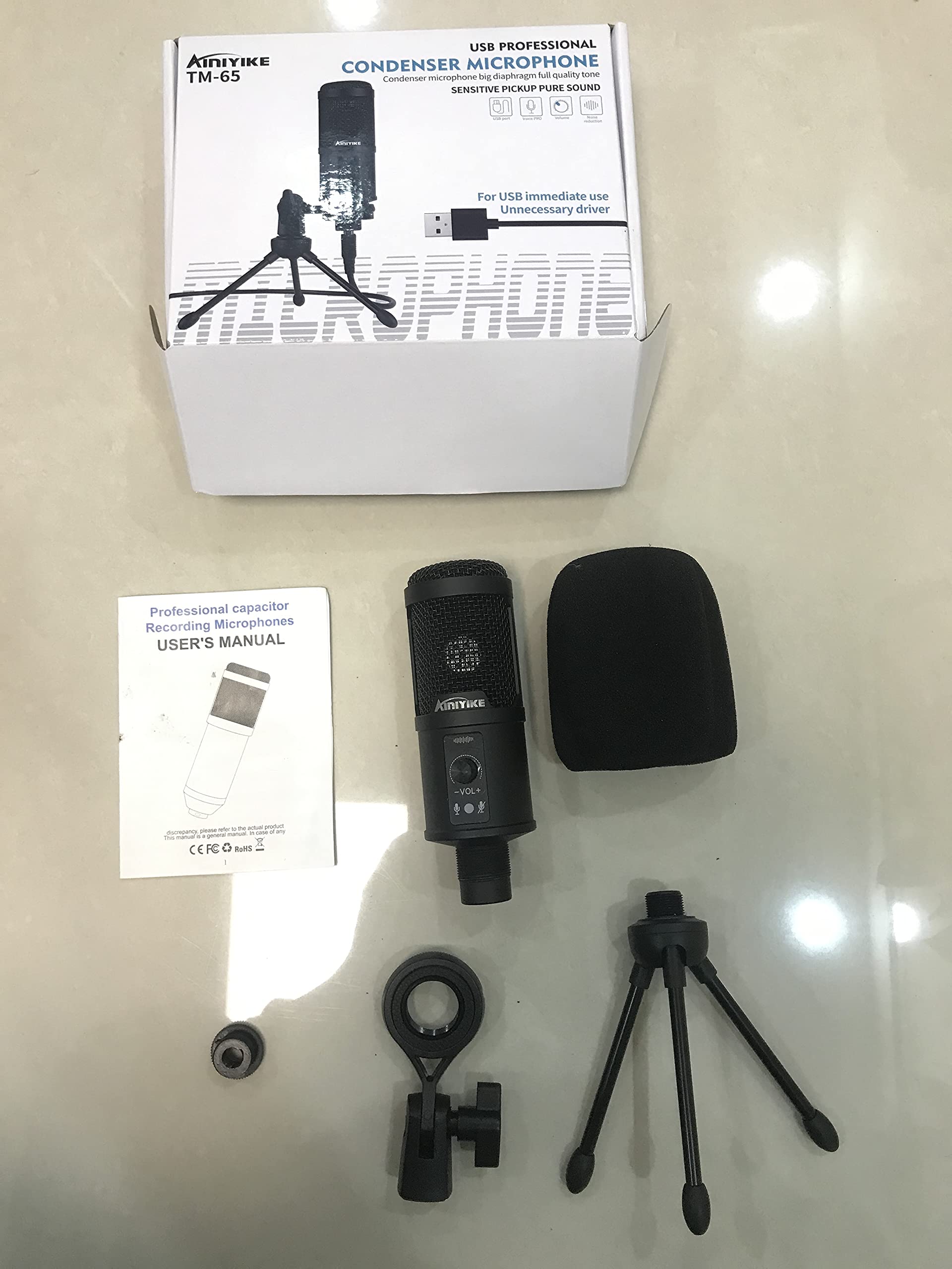 AInIYIKE,USB Microphone,192Khz/24Bit Podcast PC Computer Condenser Mic for Recording, Gaming, Streaming, Voice Over, YouTube, Twitch, Skype, C