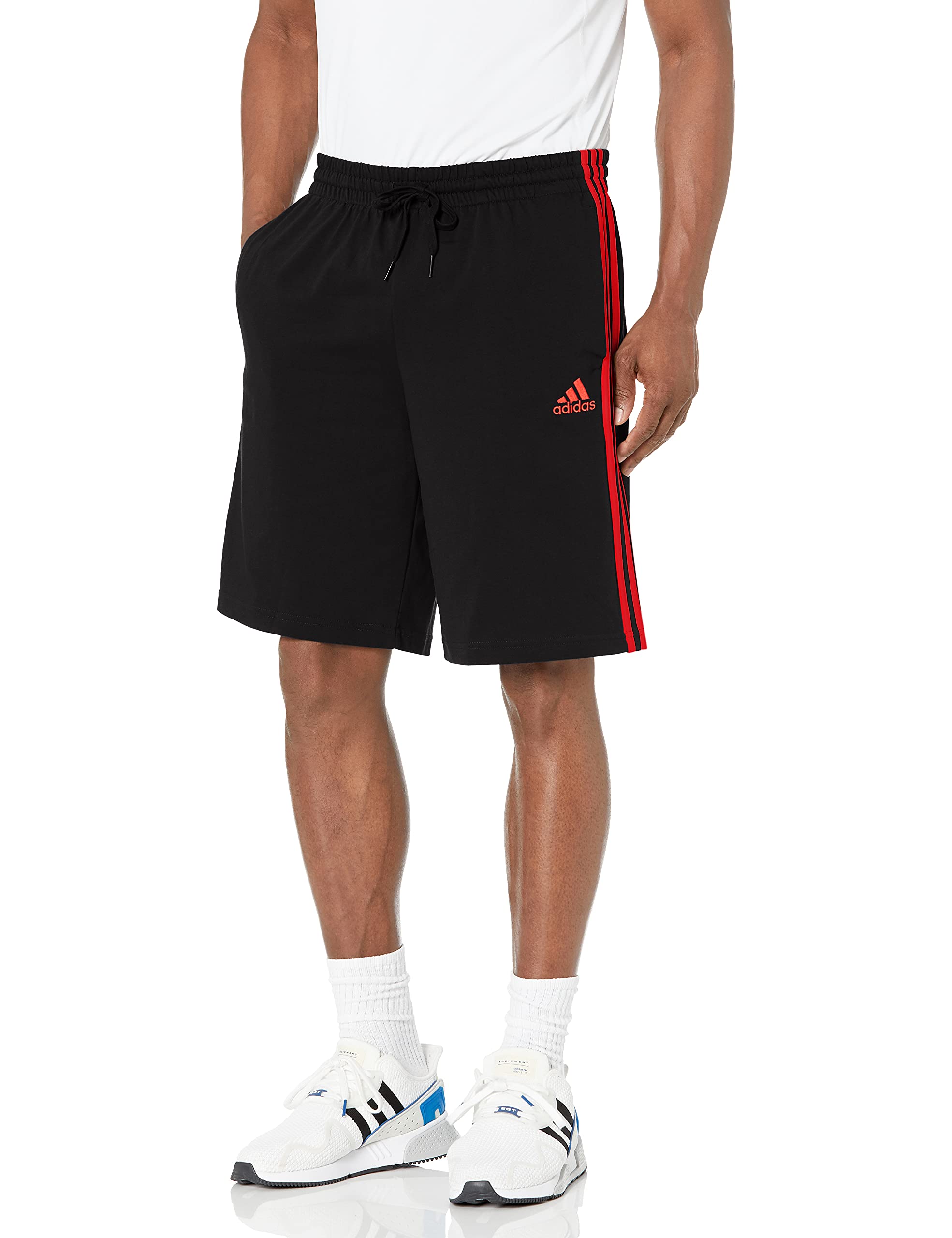 adidas mens Essentials Shorts Black/White Large