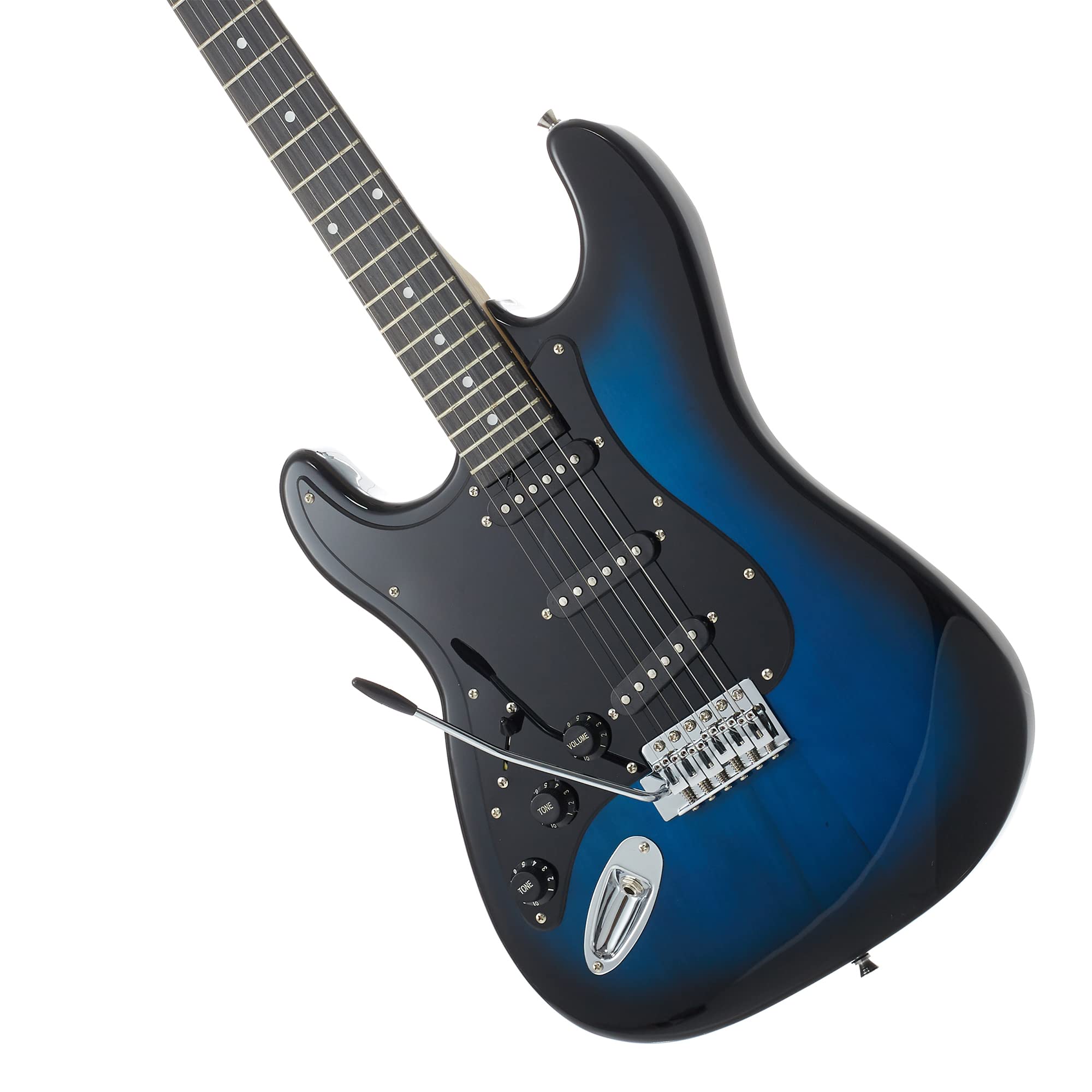 Ashthorpe 39-Inch Left Handed Electric Guitar (Blue-Black), Full-Size Guitar Kit with Padded Gig Bag, Tremolo Bar, Strap, Strings, Cable, Cloth, Picks
