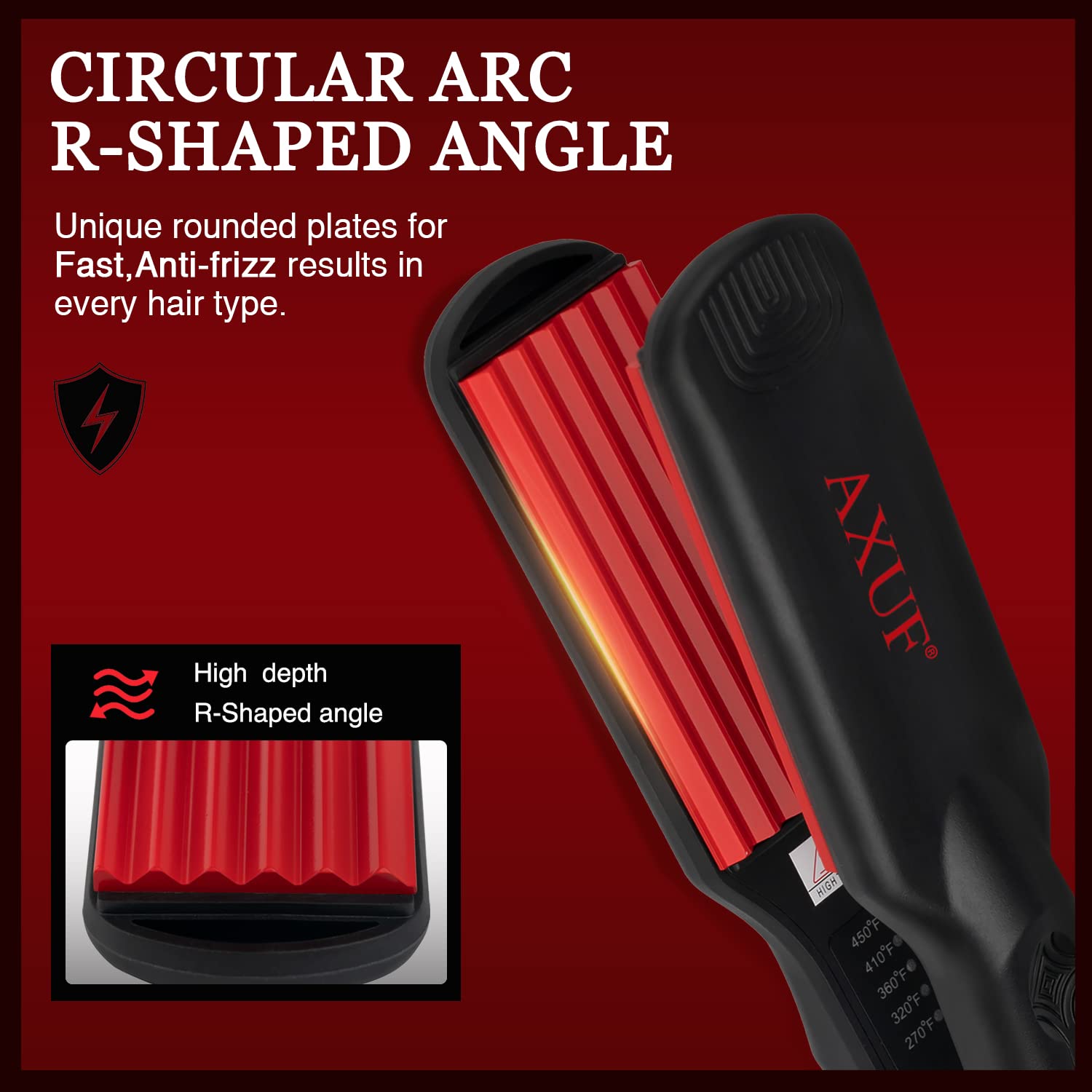 AXUF Hair Straightener, 2 in 1 Straightens & Curls with Adjustable Temp, Auto-Off Flat Iron, 1 Inch Dual Voltage - Crimper Iron