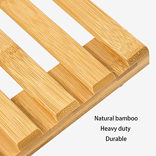 Cedilis 3 Pack Plant Caddy, Bamboo Plant Stand with Rolling Wheels, Mobile Flower Pot Mover Roller, Heavy Duty Plant Pot Pallet Dolly Caster for Patio Outdoor, Holds up to 100 Lbs, 12 Inch Square