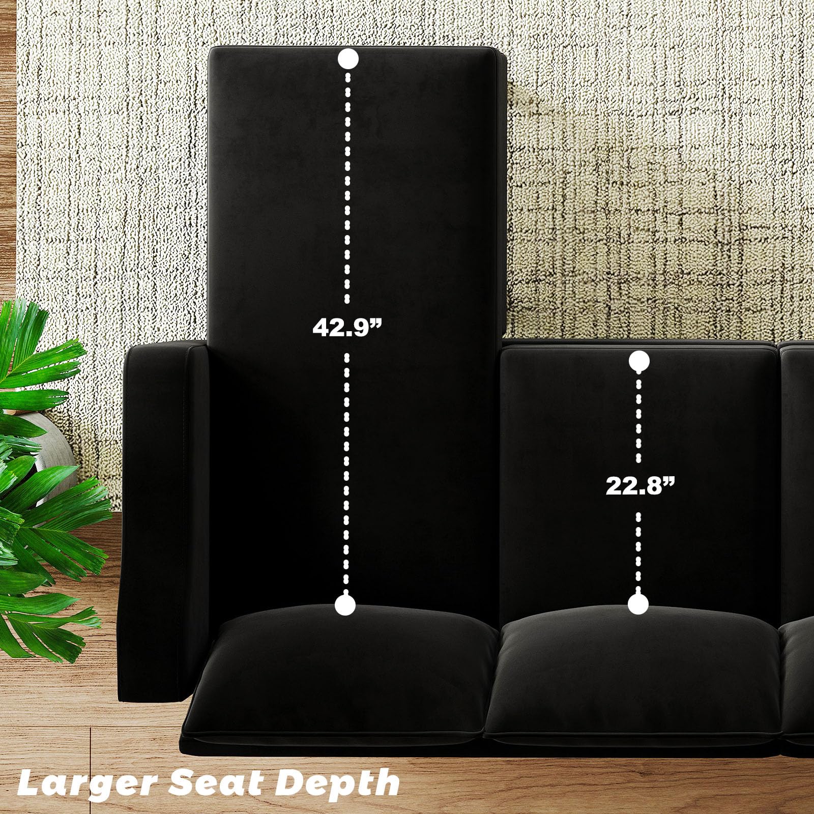 Belffin Velvet Convertible Sectional Sofa L Shaped Couch Reversible Sectional Sofa with Chaise Velvet 4 Seat Sectional Sofa (Black)…