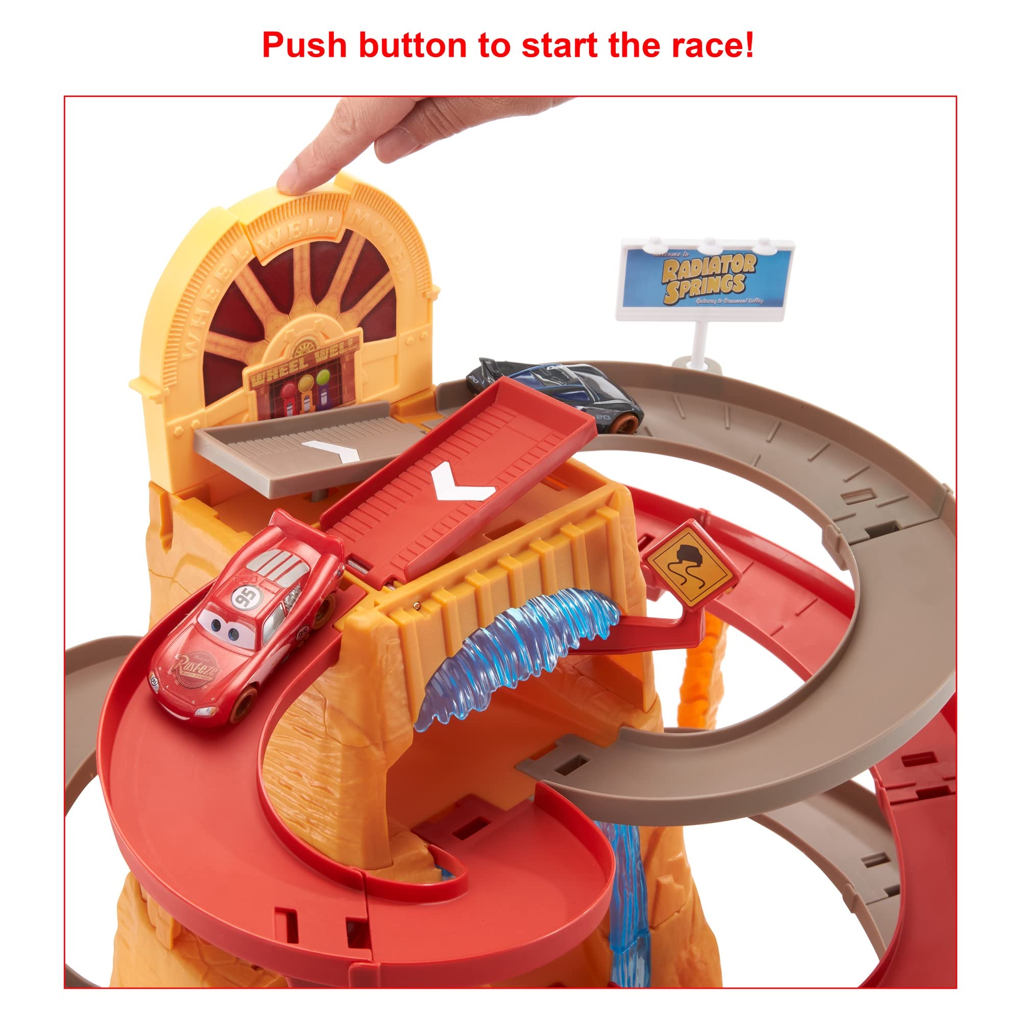 Disney and Pixar Cars Toys, Playset with 2 Vehicles, Radiator Springs Mountain Race 