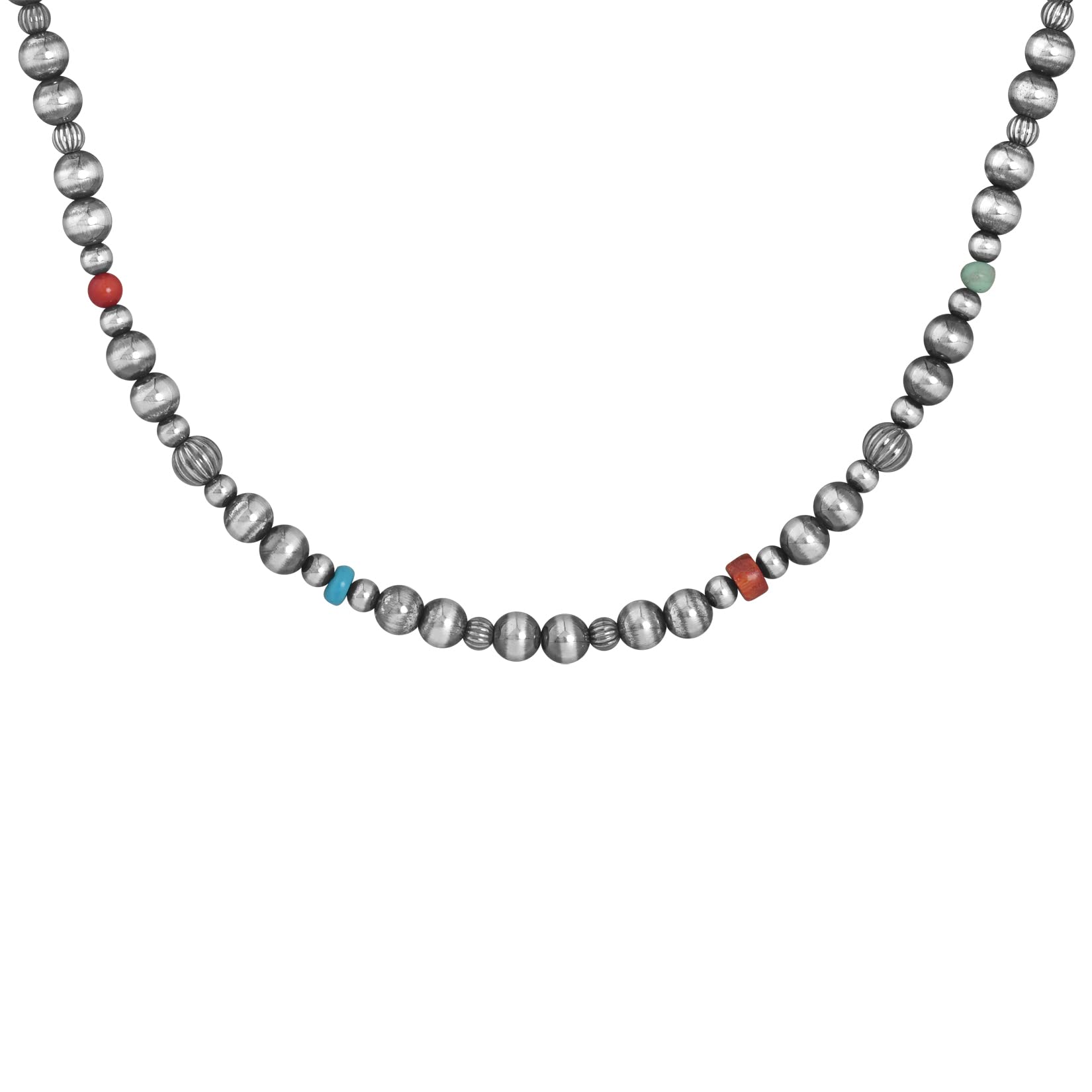 American West Sterling Silver Women's Necklace Multi Gemstone Beaded 18 to 20 Inch