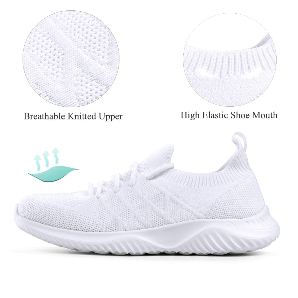 Akk White Sneakers for Women Walking Shoes Womens Comfy Tennis Memory Foam Gym Workout Athletic Nursing Running Work Shoes Size 9