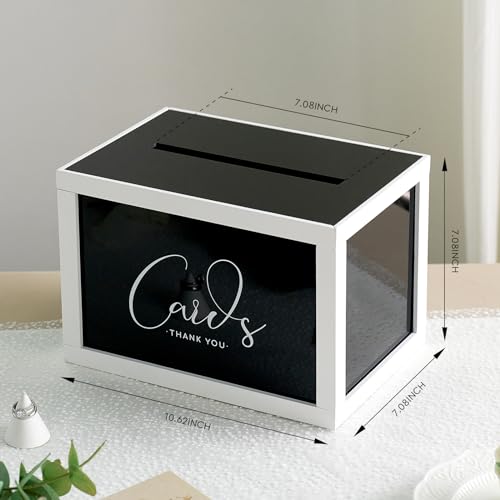 AW BRIDAL Black Acrylic Card Box,Wedding Card Box for Reception Decoration Box for Wedding Birthday Graduation,Gift Box for Cards
