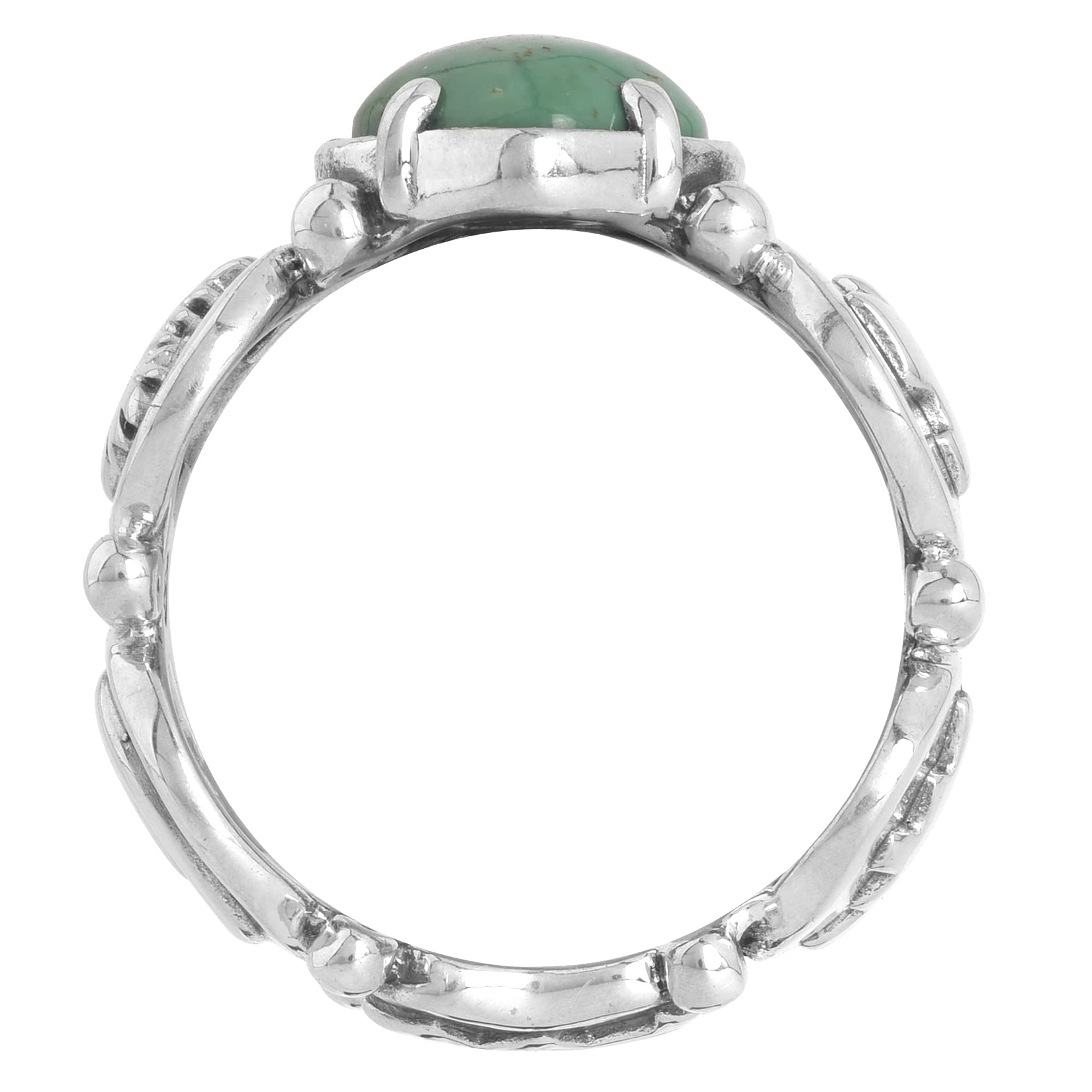 American West Sterling Silver Women's Ring Green Turquoise Gemstone Petroglyph Jody Naranjo Design Size 6