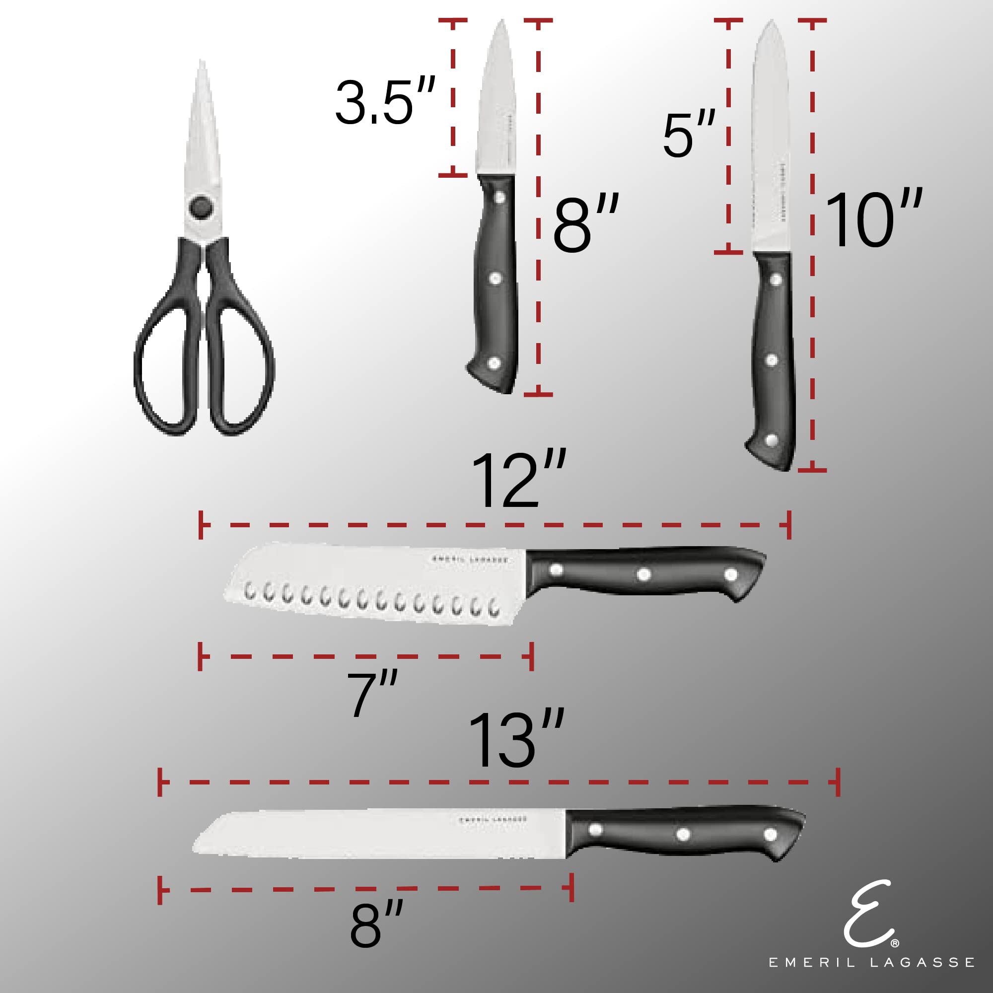 Emeril Lagasse 6-Piece Knife Block Set (Natural) - Emeril Cutlery Set with Stamped Blades - Perfect Kitchen Knives for Produce & Sandwiches