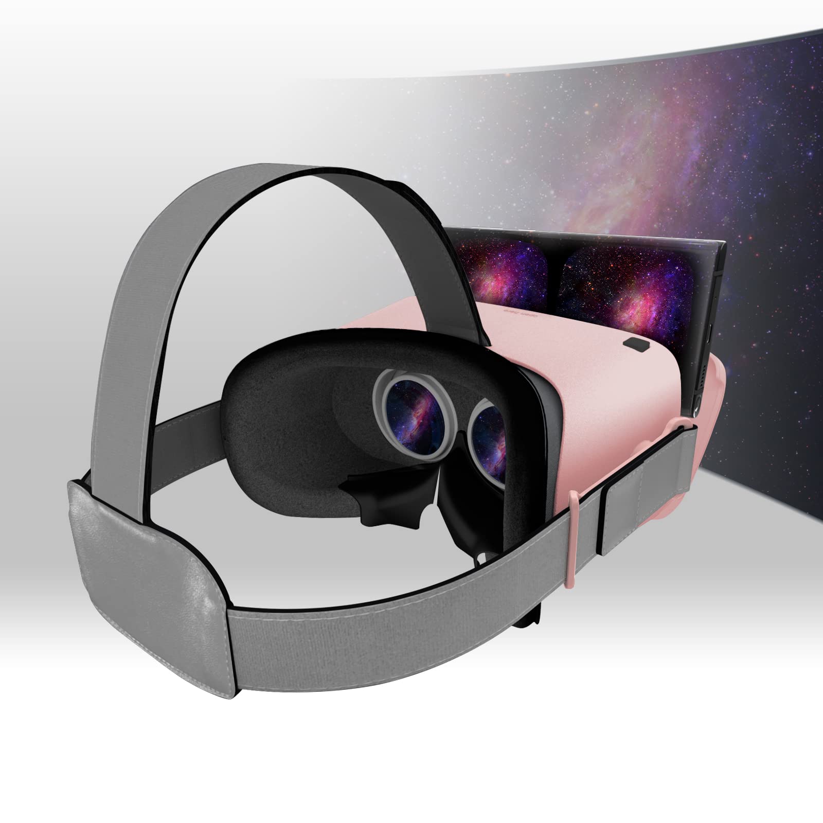 DESTEK V5 VR Headset for iPhone, Samsung, Android (4.7-6.8in Screen), Gift idea 3D Goggles VR Glasses-Pink