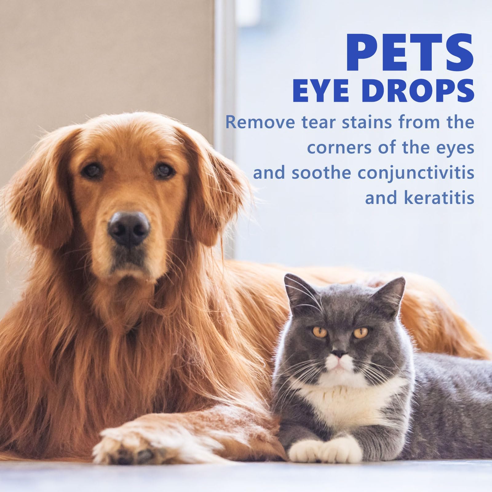 AusuB Pet Gel Eye Drops,Pets Eye Drops,Therapeutic Eye Lubricating Drop for Dog & Cats,Eye Solution for Severe Dry Eyes,Effective Dog Eye Infection Treatment (3Pcs,Blue)