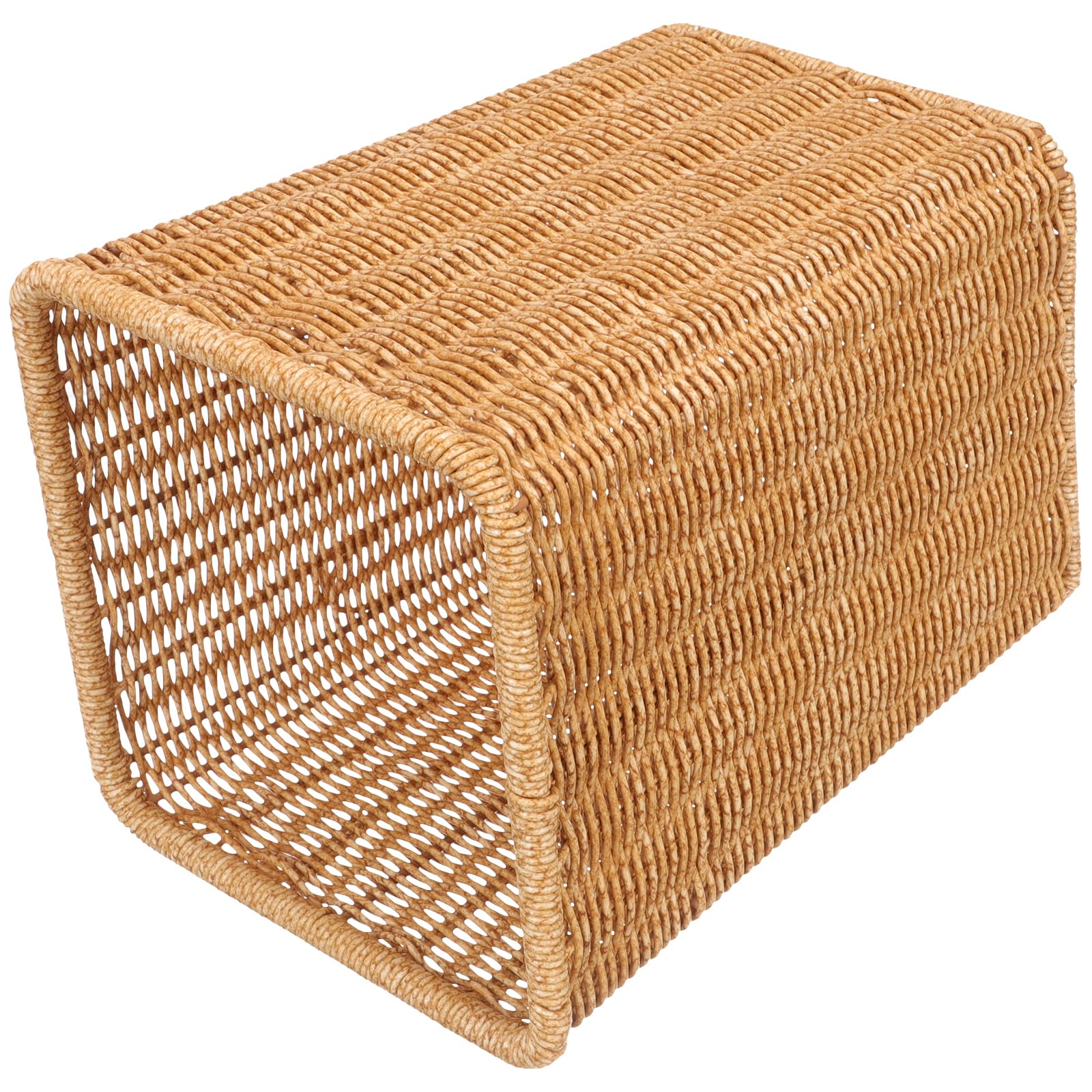 Amosfun Rattan Trash Can Wicker Desktop Organiser Basket Home Bathroom Laundry Hampers 10.8 Inch Tall