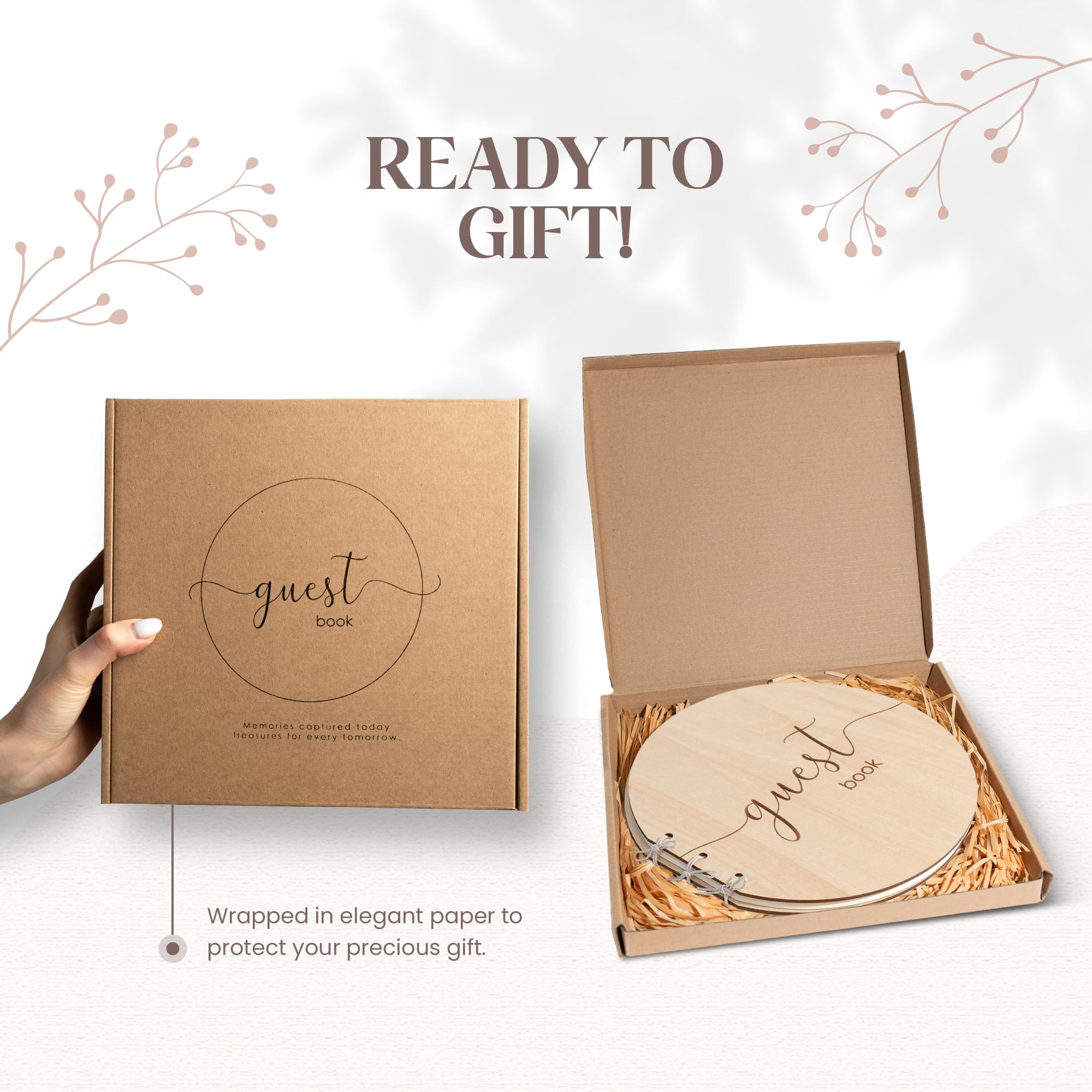 Mikito Elegant Wedding Guest Book β Ideal Baby Shower Guest Book, Memorable for Birthdays & Graduations β Classic Guestbook for Wedding Celebrations - Polaroid Guest Book