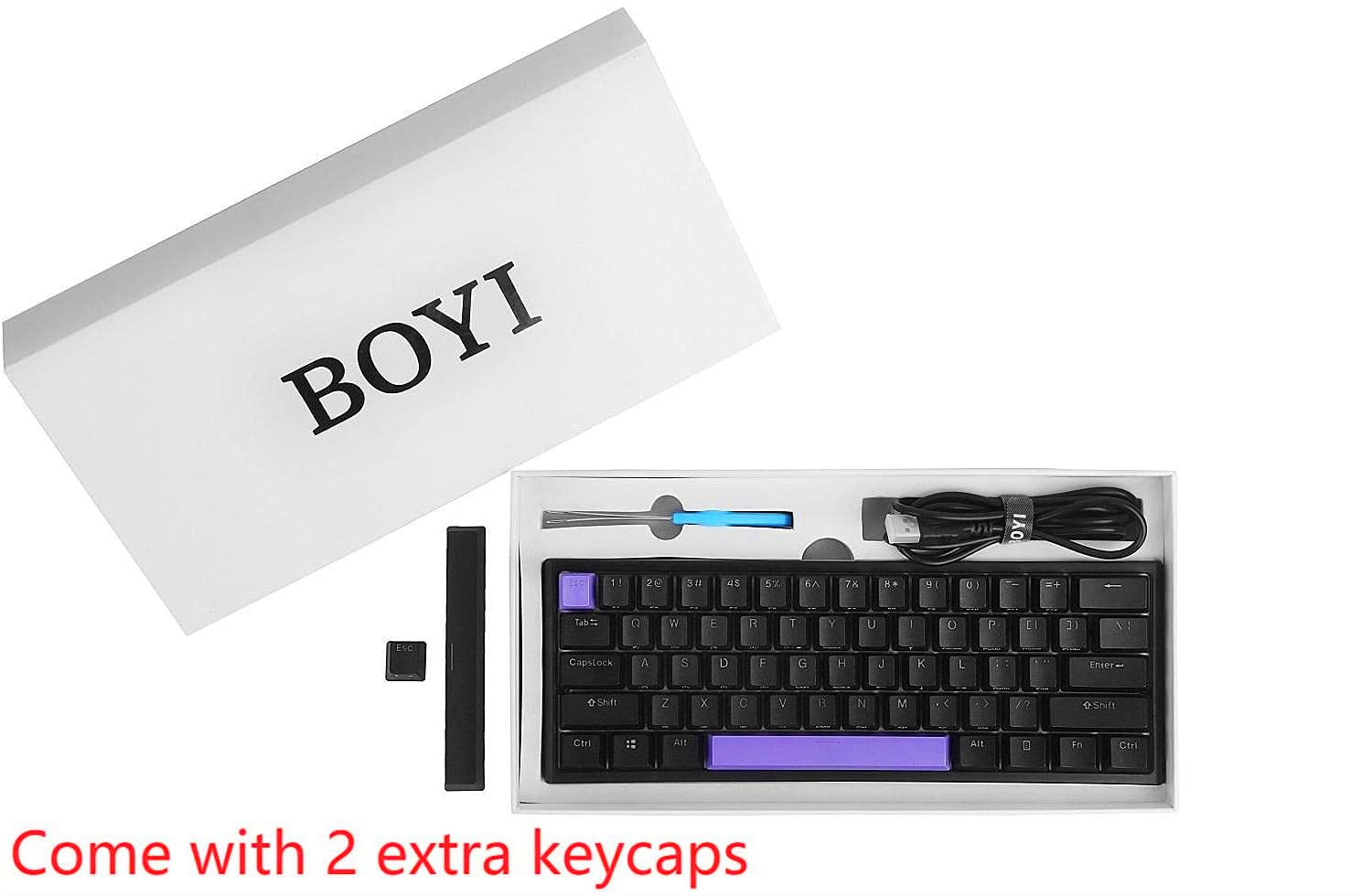 AkkoXDucky BOYI 60% Mechanical Gaming Keyboard,BOYI 61 Mini RGB Cherry MX Switch PBT Keycap 60% RGB Mechanical Gaming Keyboard (Black Color, Cherry MX Red Switch)