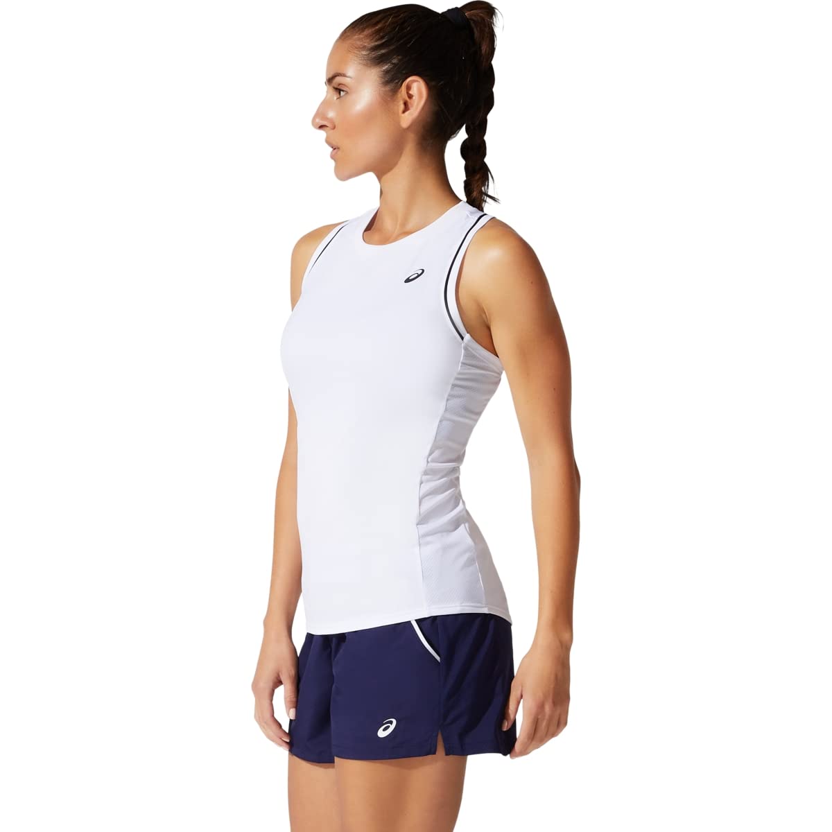 ASICS Women's Court Piping Tank, Brilliant White, L