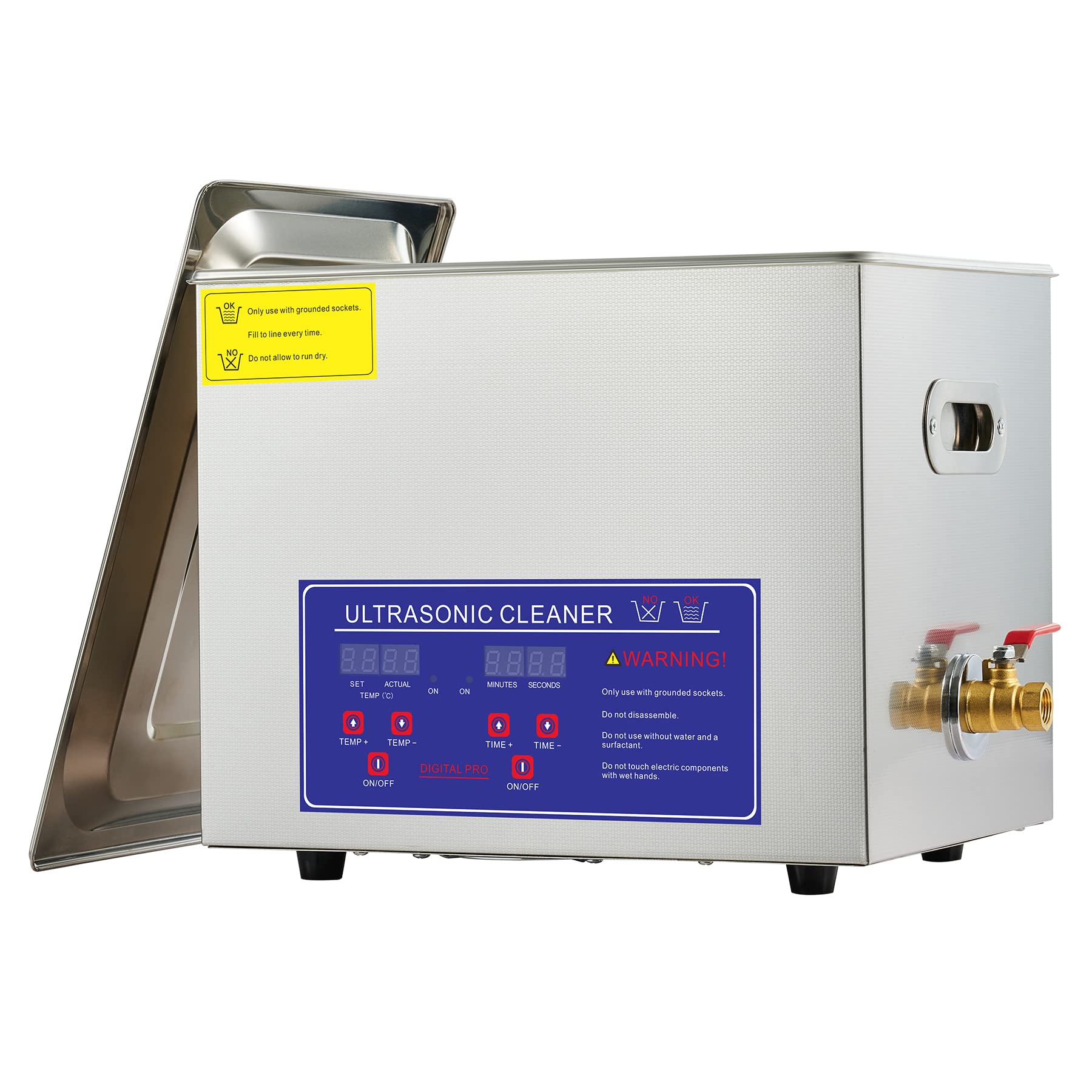 CREWORKS Ultrasonic Cleaner with Digital Timer & Heater, Portable 10L Ultrasonic Cavitation Machine, 304 Stainless Steel Professional Sonic Cleaning Machine for Jewelry Circuit Boards Auto Parts More