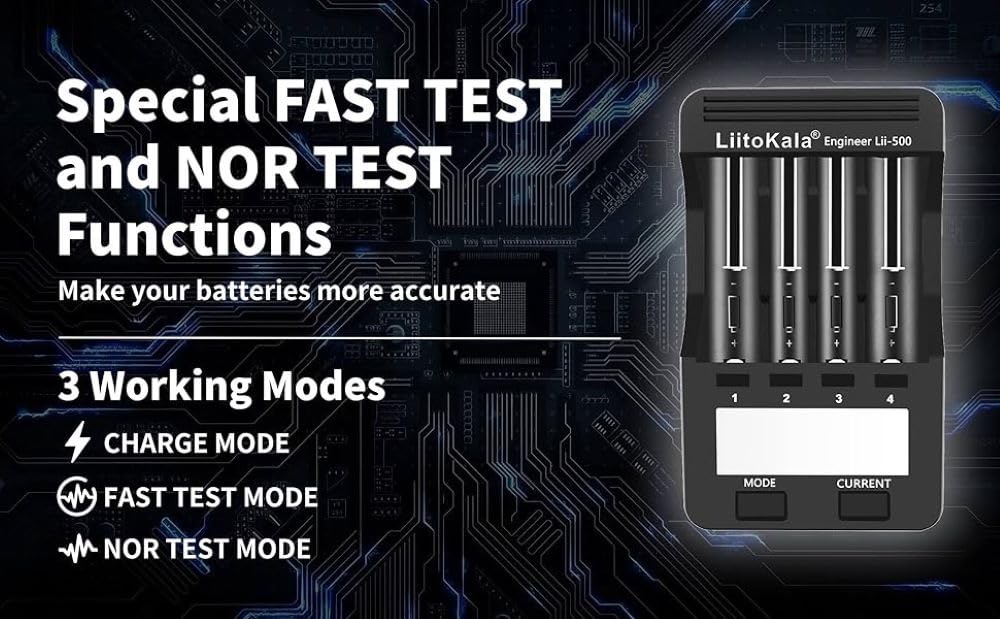 LiitoKala Lii-500 18650 Battery Charger Smart Universal Charger LCD Display for 26650 AA AAA Battery Touch Button LCD Display Test The Battery Capacit