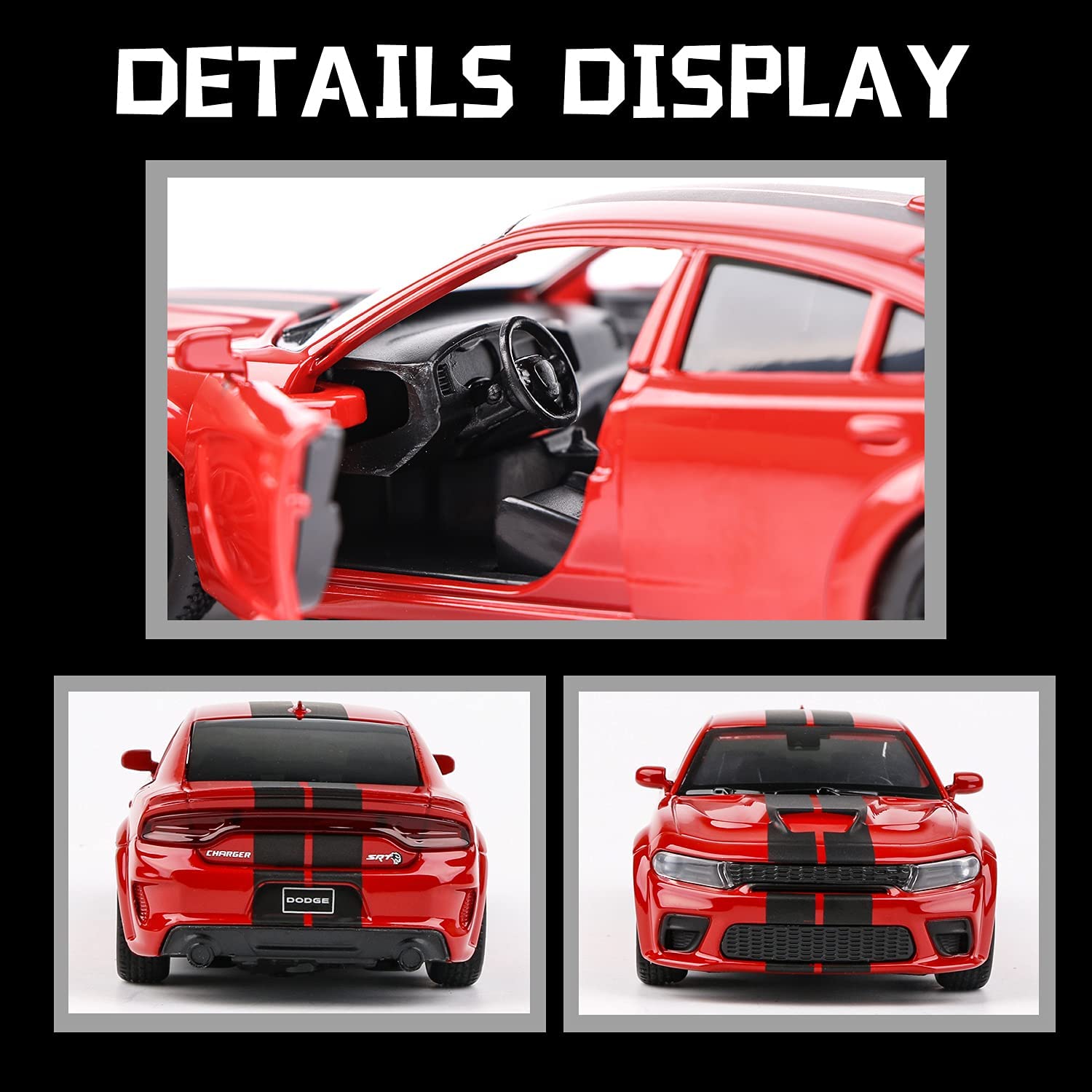 COOLPUR 1/36 Scale Dodg Hel1 Car Model Off-Road Diecast Toy Vehicle Zinc Alloy Metal Pull Back Powered Vehicles Mode for Kids,Adult,Boyfriend Gift(Red)