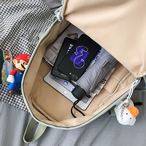 CM C&M WODRO Kawaii Backpack with Pins Cute Backpack for Women Girls Travel Backpack School Backpack Aesthetic Backpack for School (Green-2)