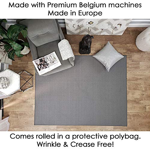 Rubber Backed Runner Rug, 22 x 60 inch, Solid Grey, Non Slip, Kitchen Rugs and Mats