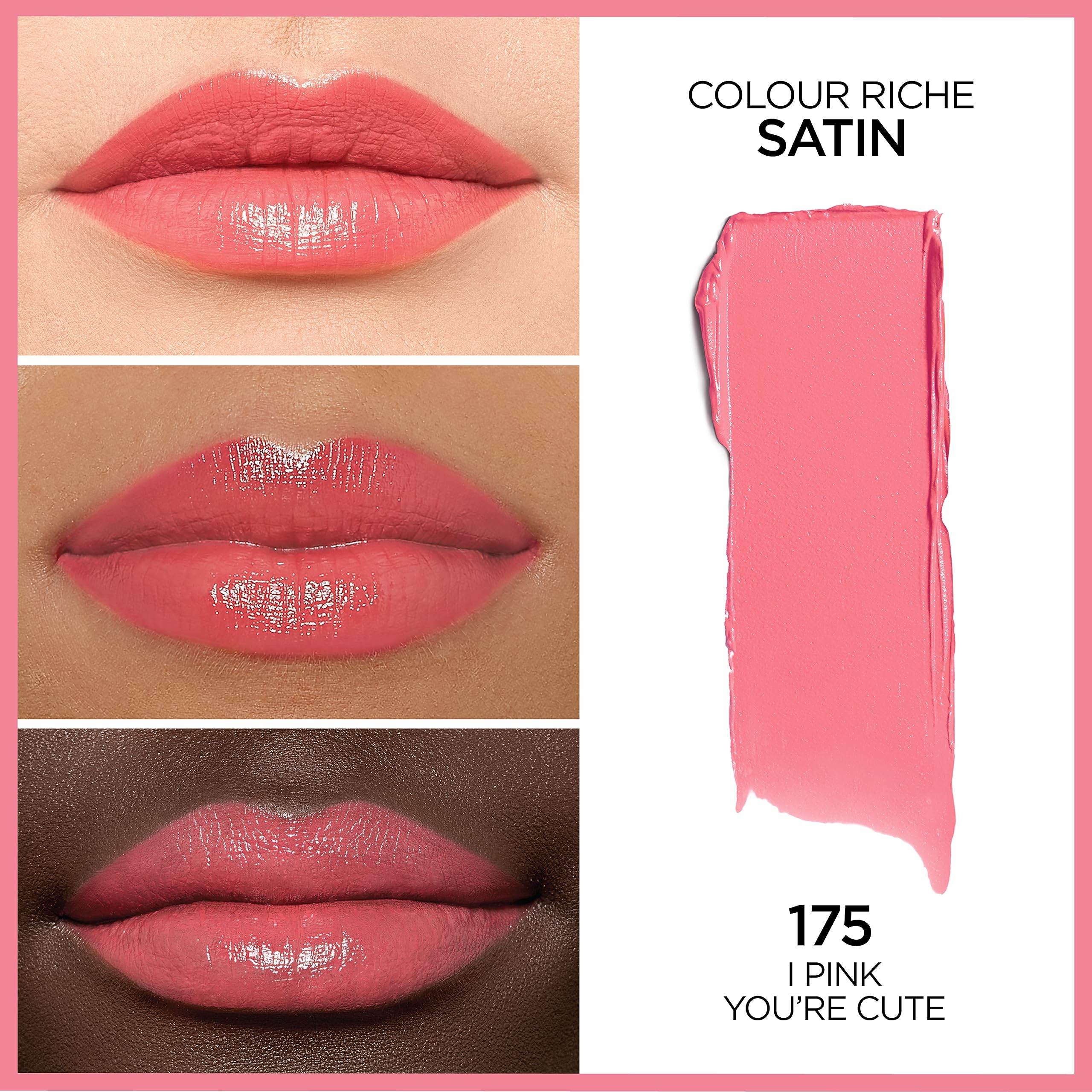 L’Oréal Paris Colour Riche Original Creamy, Hydrating Satin Lipstick with Argan Oil and Vitamin E, I Pink You're Cute , 1 Count