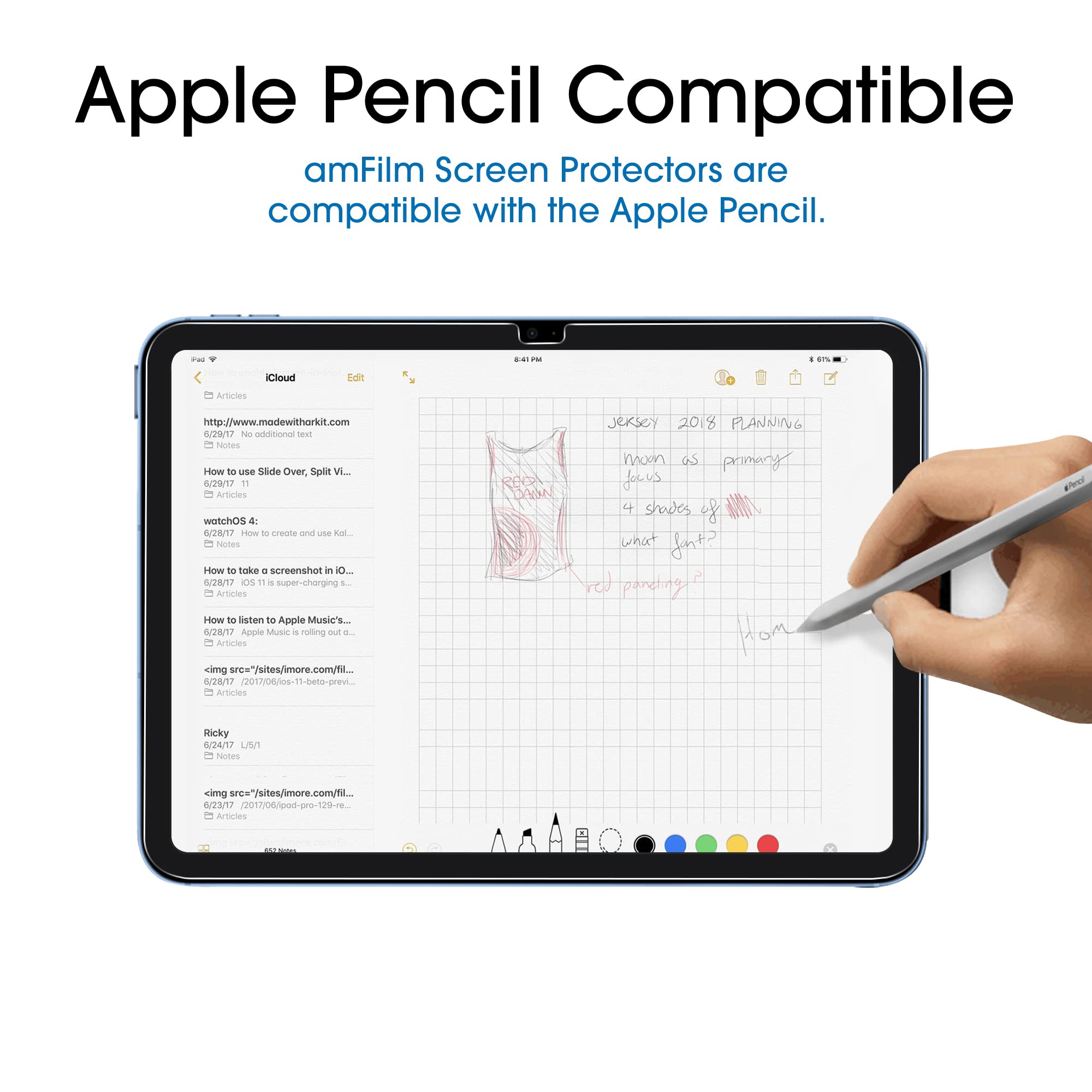 amFilm 2-Pack Glass Screen Protector Compatible with iPad 10th Generation 10.9 Inch (2022), 9H Tempered Glass Screen Protector, Ultra Sensitive, Face ID & Apple Pencil Compatible