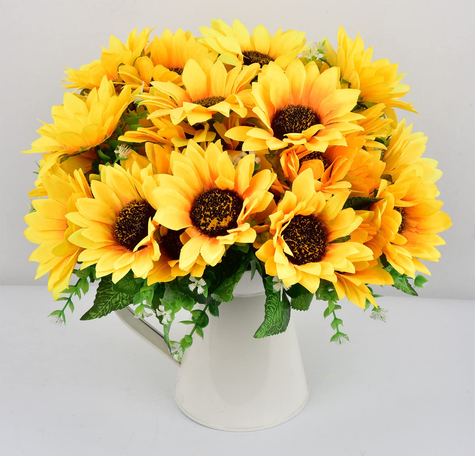 LSKYTOP 6 Bunches Artificial Sunflower Bouquet,Silk Sunflowers Fake Yellow Flowers for Sunflower Floral Arrangement Home Decor