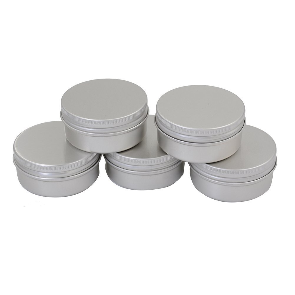 CTKcom 1-Ounce Metal Tins Screw Top Flat Aluminum Silver Slide Round Tin Containers For Lip Balm,Crafts,Cosmetic,Candles,Travel Storage Kit (Pack of 10)