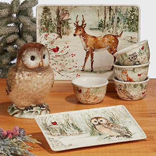 Certified International Winter's Walk 3-D Owl Cookie Jar, 88 oz, Multicolor