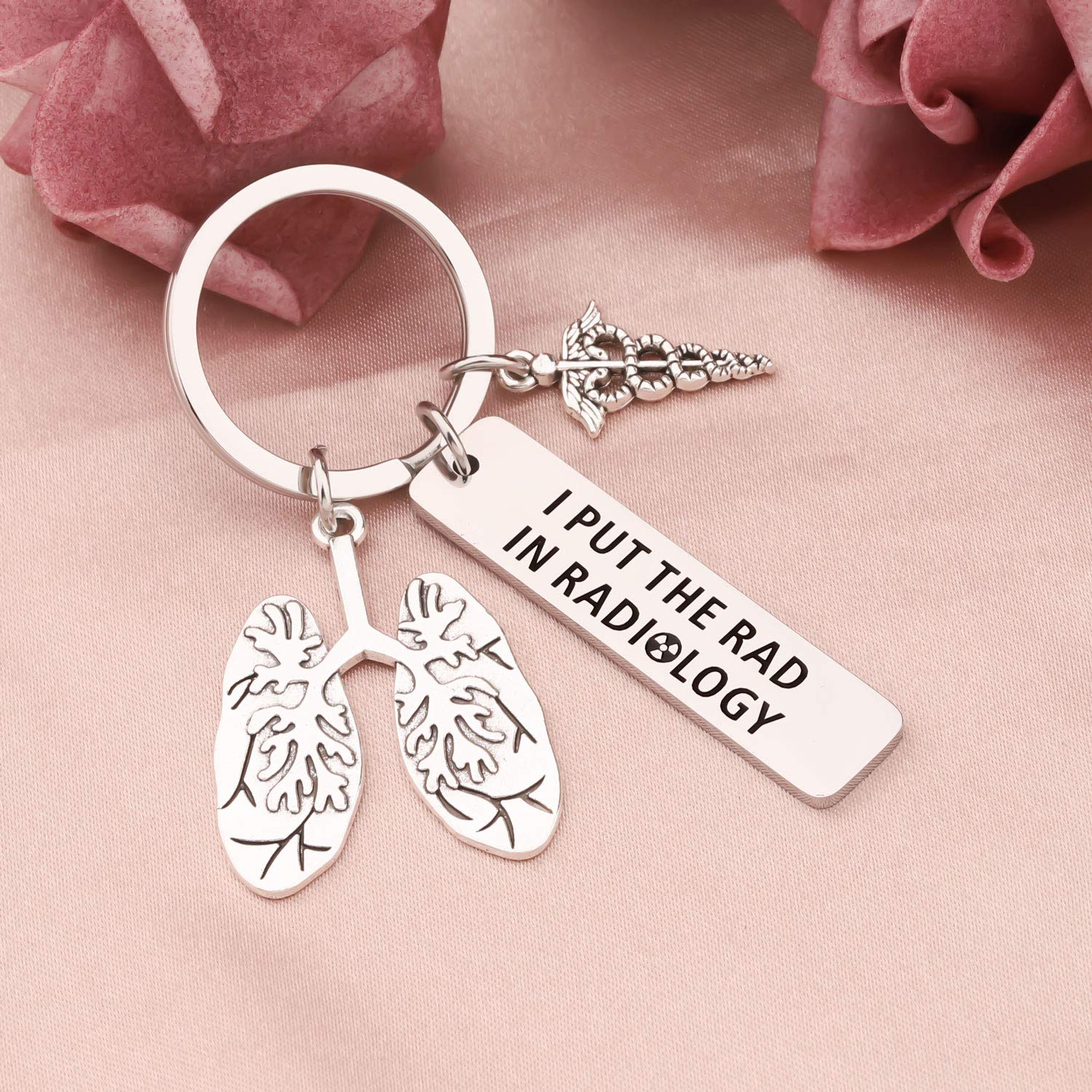 AKTAP Funny Radiology Tech Keychain X-Ray Radiologic Technologist Appreciation Gift I Put The Rad In Radiology Jewelry (Radiology Tech Keychain)