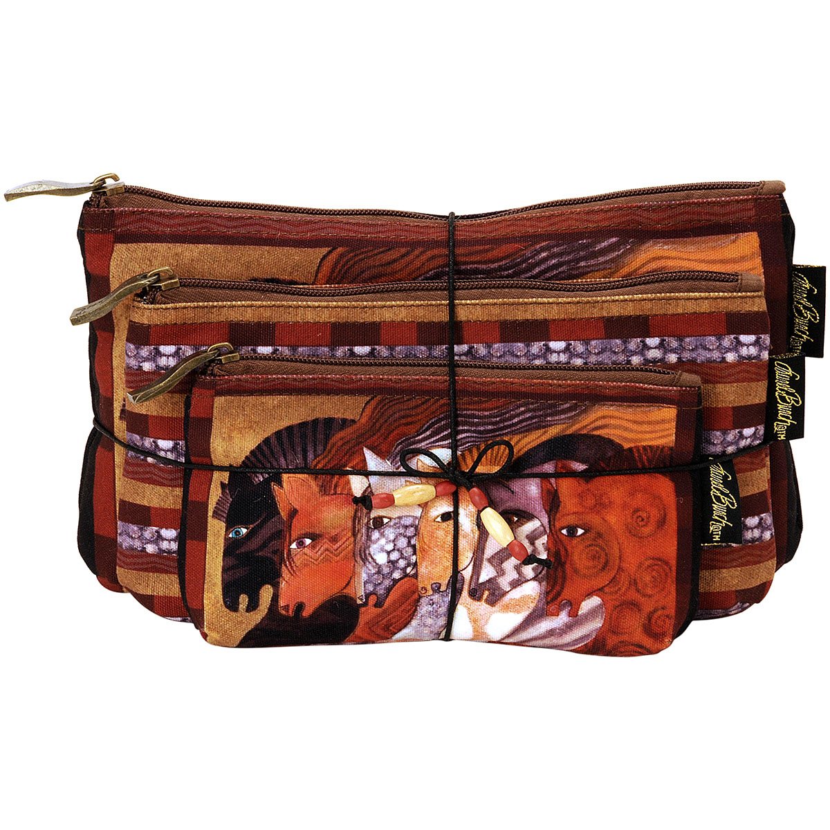 Laurel Burch 277982 Cosmetic Bags 3/Pkg, Moroccan Mares Brown