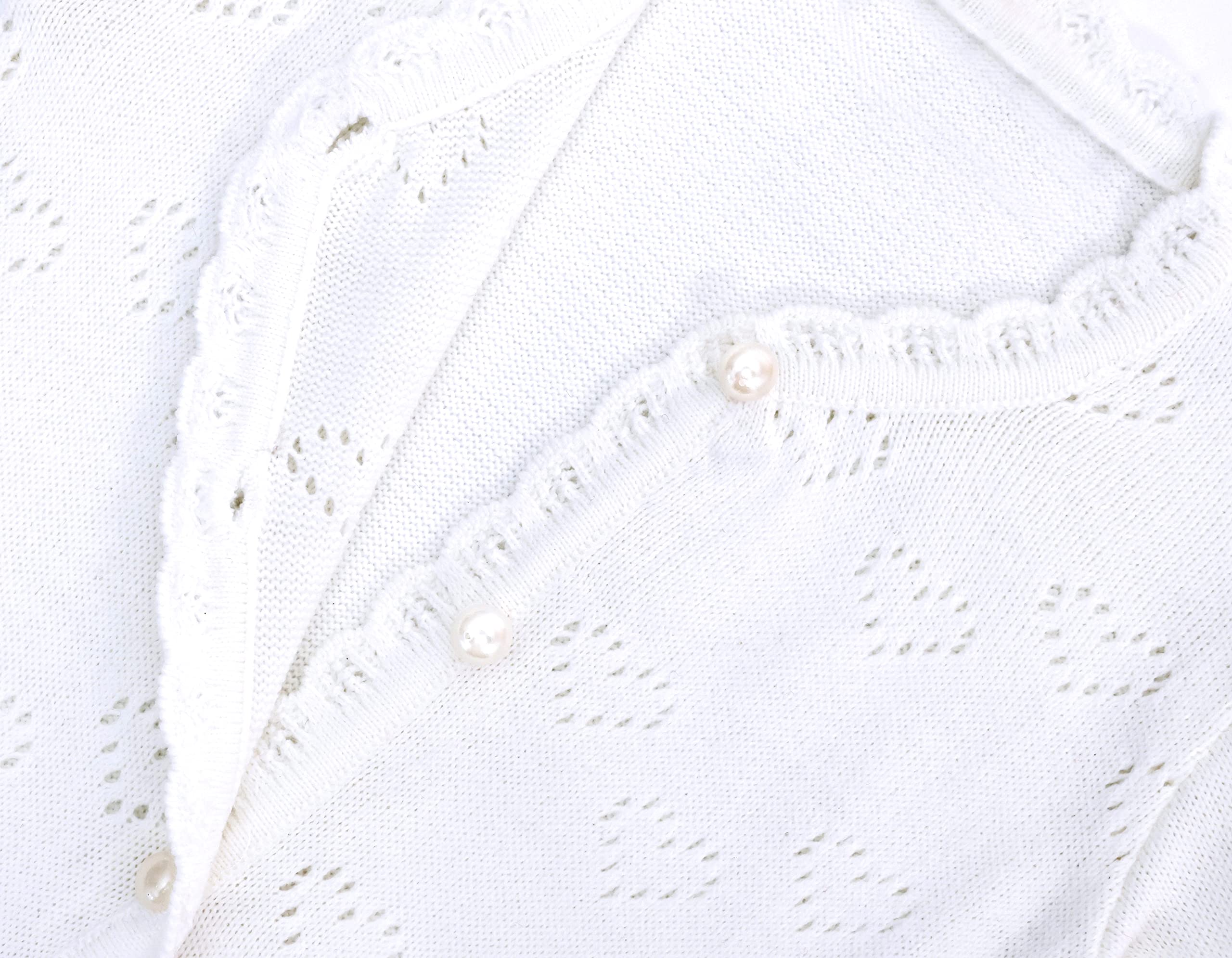 Lilax Baby Girls' Little Hearts Knit Cardigan Sweater 12M White