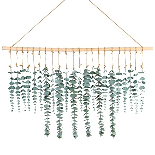 CEWOR Bathroom Decor Green Artificial Eucalyptus Wall Hanging Decor Fake Eucalyptus Leaves Greenery Farmhouse Rustic Wall Hanging for Wedding Bedroom Kitchen Nursery Party Boho Home Decor