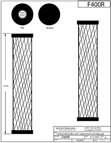 Westbrass CO133-62 8" Touch-Flo Style Pure Cold Water Dispenser Faucet Kit with Filter, 2-Pack Replacement Cartridges, Kitchen Sink Strainer & Disposal Trim Set, Matte Black