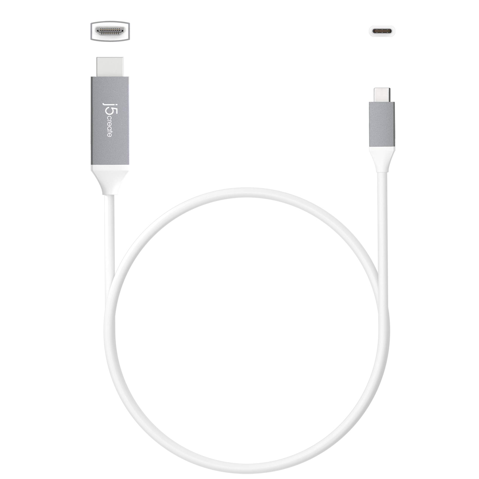 j5create USB Type C to 4K@60Hz HDMI 6ft Cable with HDMI ATC Certificate,Compatible with Thunderbolt 3/4, MacBook Pro/Air, iPad Pro, iPad Air 4, ChromeBook and More (JCC153G)