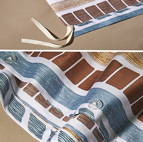 Bohemian Duvet Cover Striped Ethnic Boho Reversible Southwestern 400TC Cotton Bedding 3pc Set Navy White Orange Modern Geo Aztec Print (Teal Rust, King)