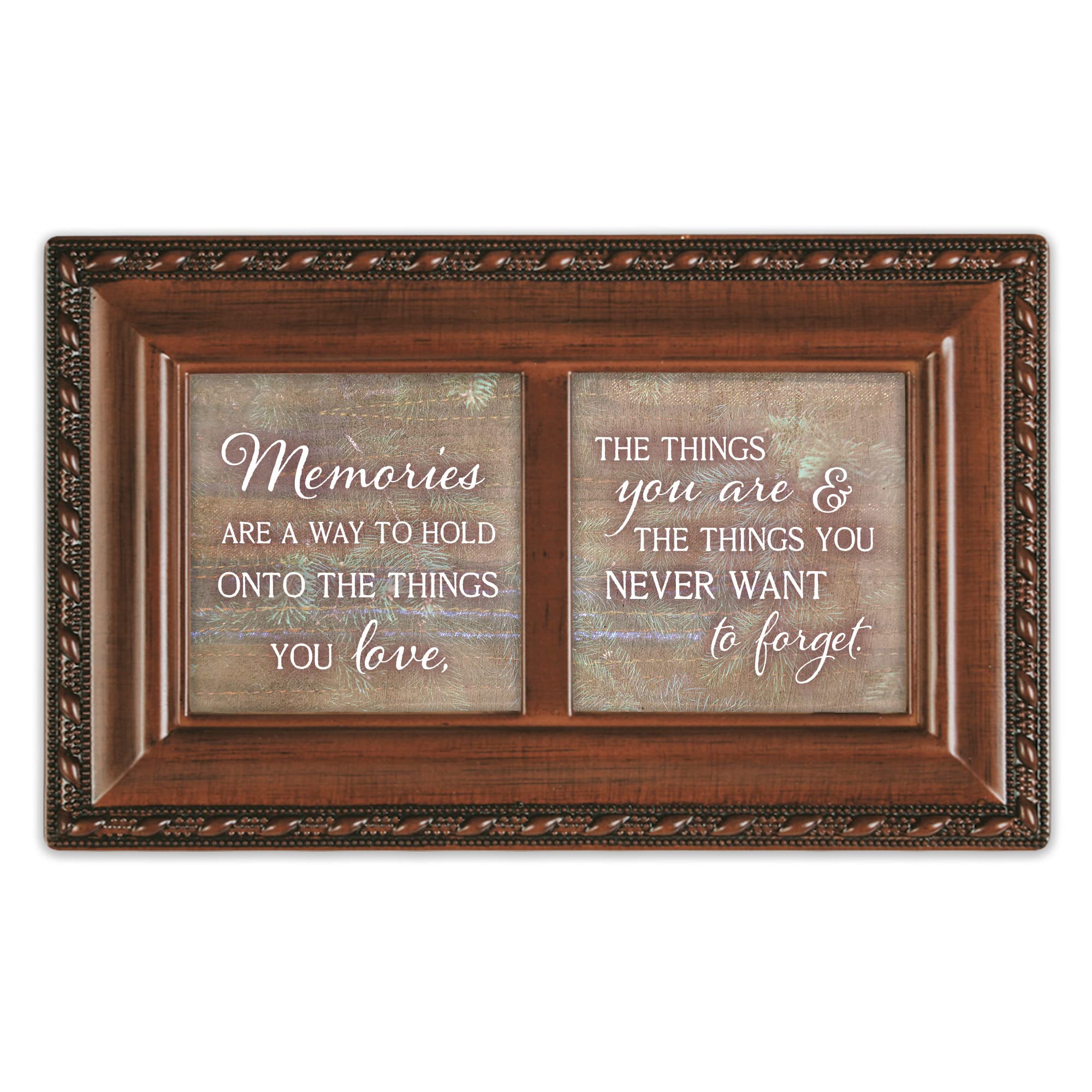 Cottage Garden Memories Woodgrain Rope Trim Petite Music Box Plays You Light Up My Life