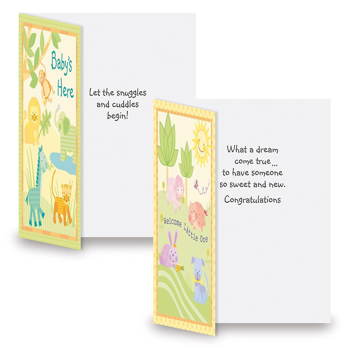 Current Baby’s Here Congratulations Greeting Cards - 8 Pack (4 Designs), Sentiments Inside, With White Envelopes, Large 5 x 7 Inch