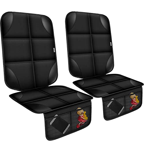 Meolsaek Car Seat Protector, Non-Slip Padded Backing Will Not Leave Imprint, Thickest Carseat Seat Protector for Child Car Seat 2 Pack for SUV, Sedan, Truck, Leather Car Seat (Black)