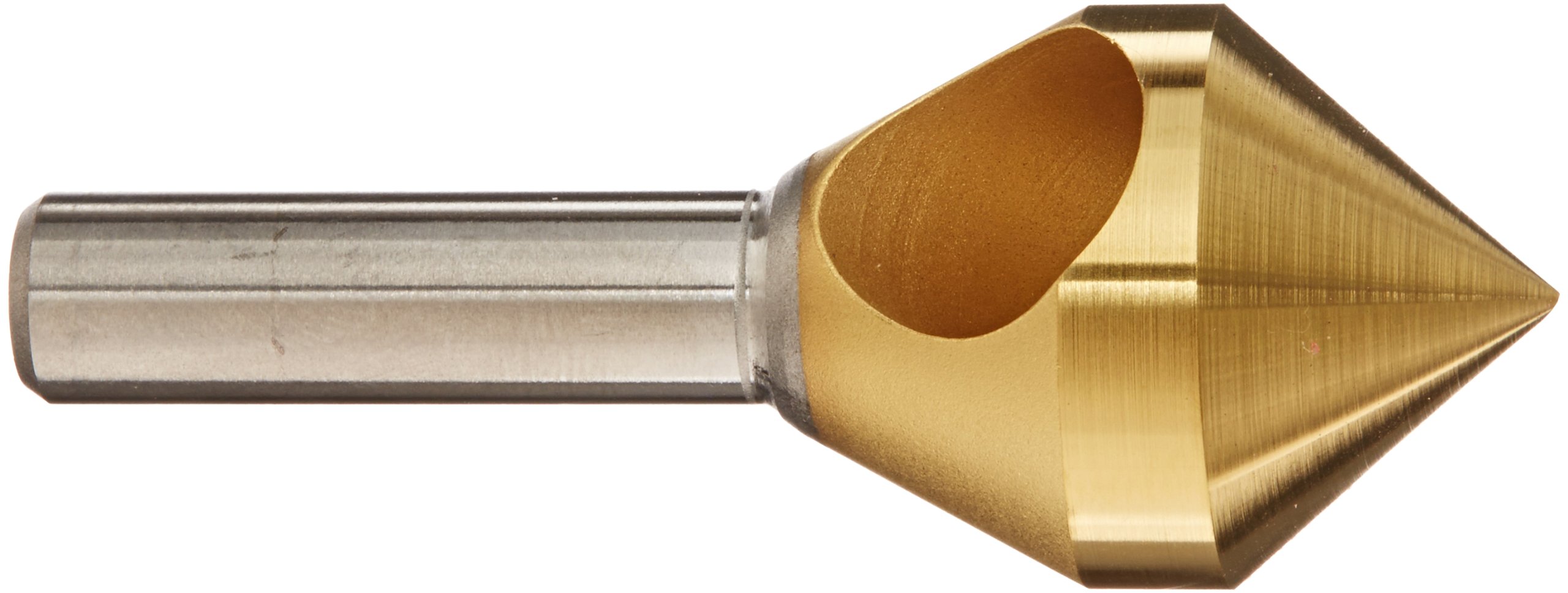 KEO 53515 Cobalt Steel Single-End Countersink, TiN Coated, 82 Degree Point Angle, Round Shank, 3/8" Shank Diameter, 1" Body Diameter